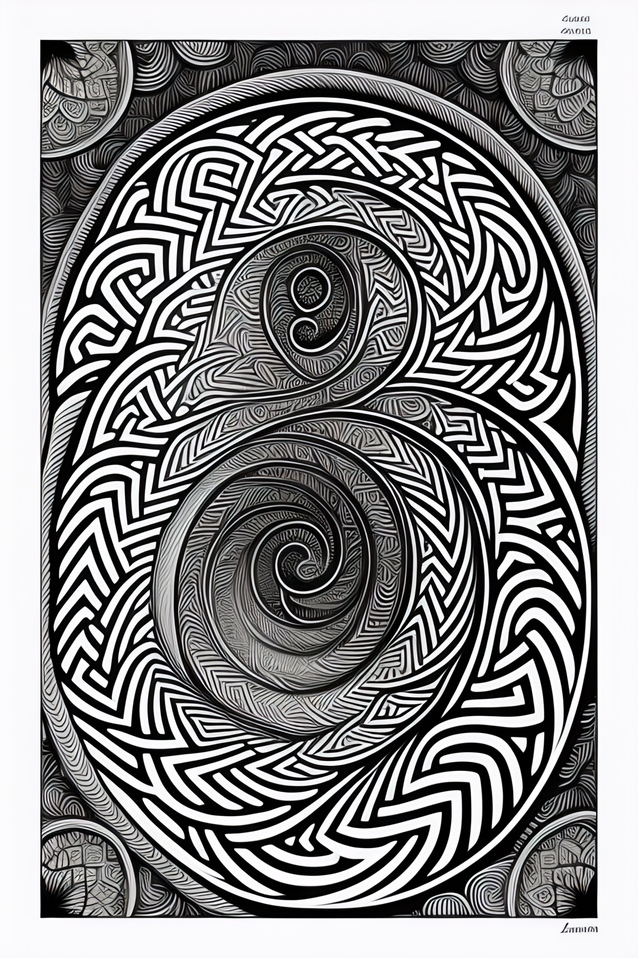 Lexica - Line art zentangle labyrinth