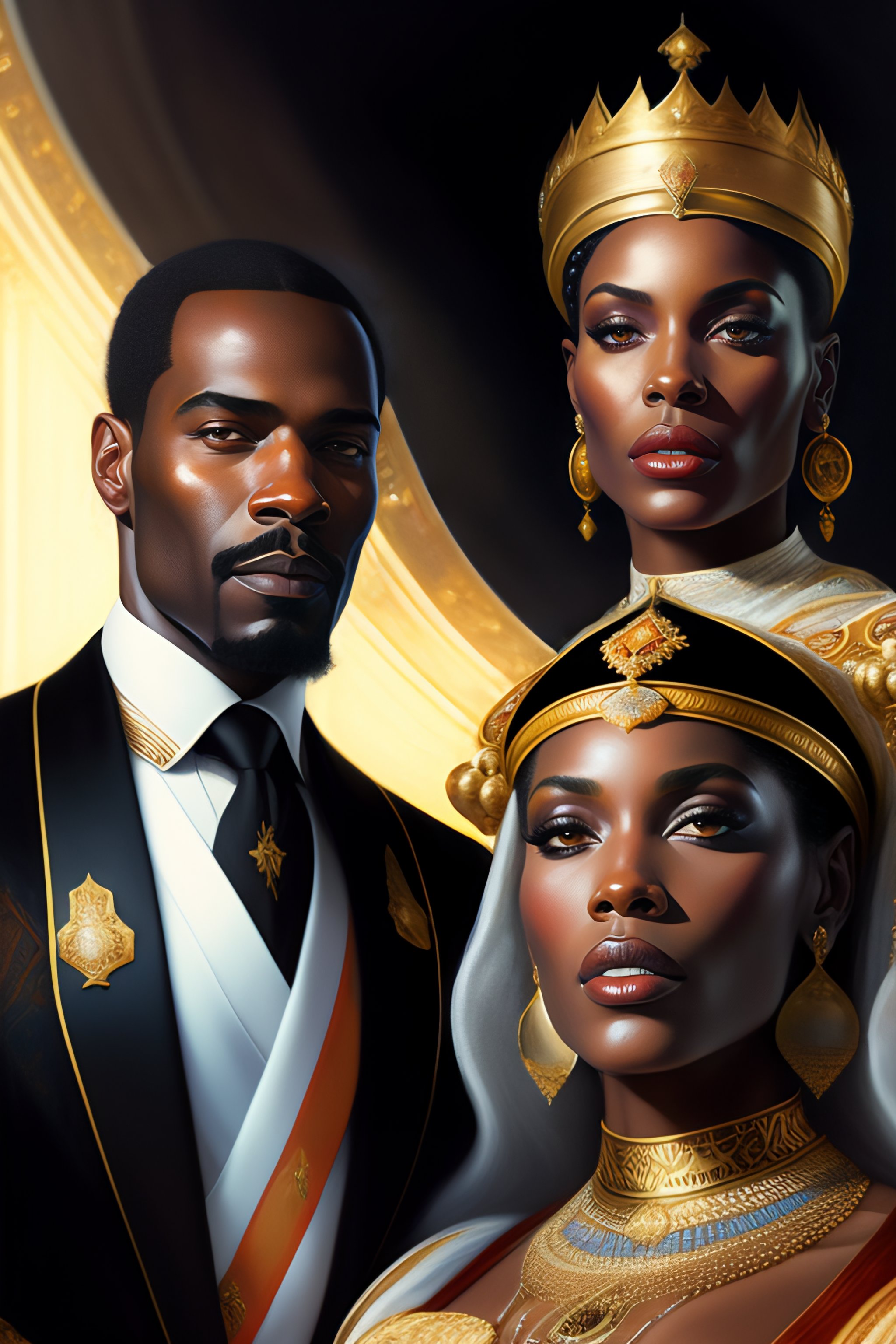 Lexica - Photorealistic painting of a black moorish king standing ...
