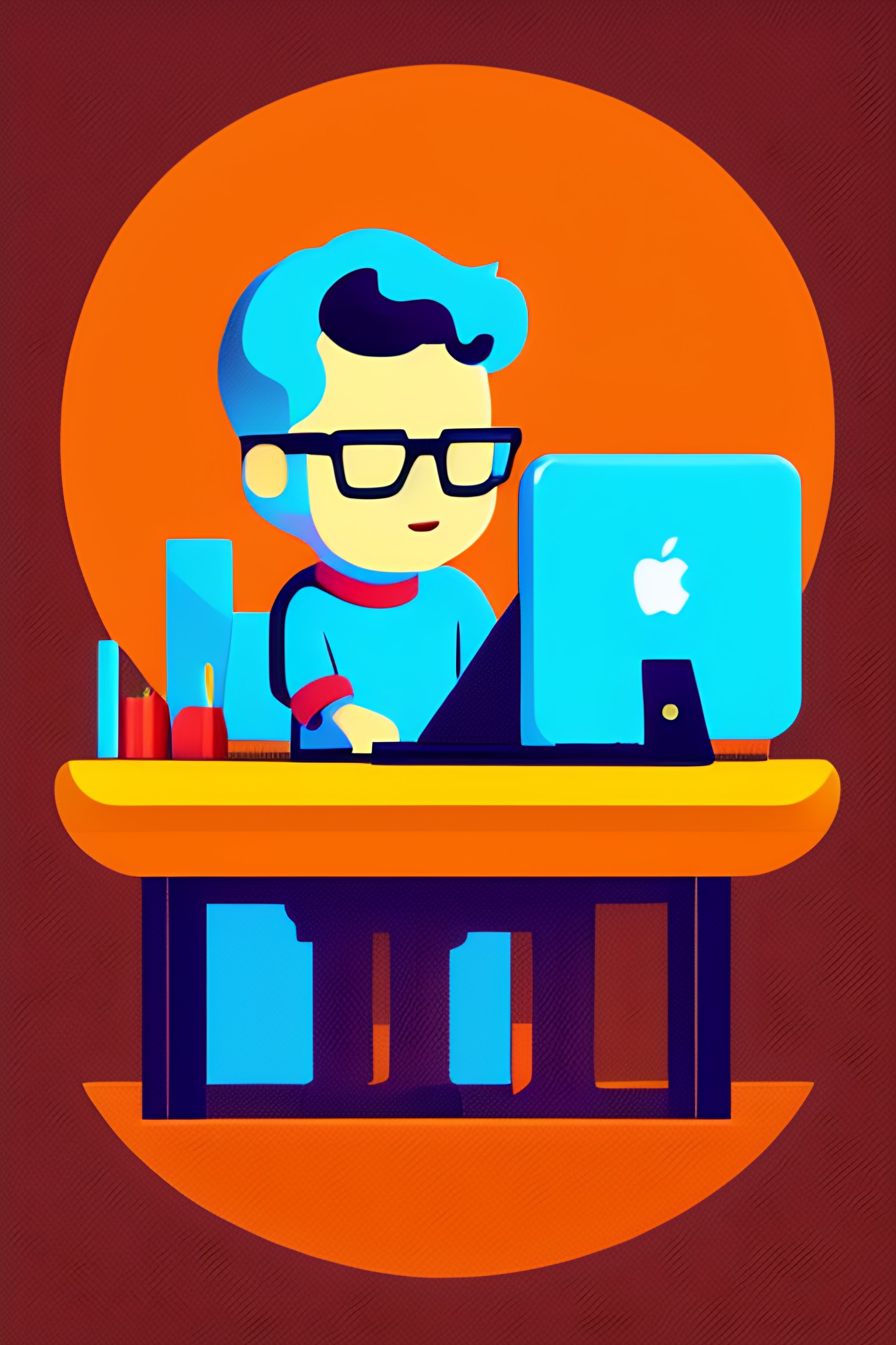 Lexica - A cute nerd sleeping at a computer desk, digital art, icon, 2 ...