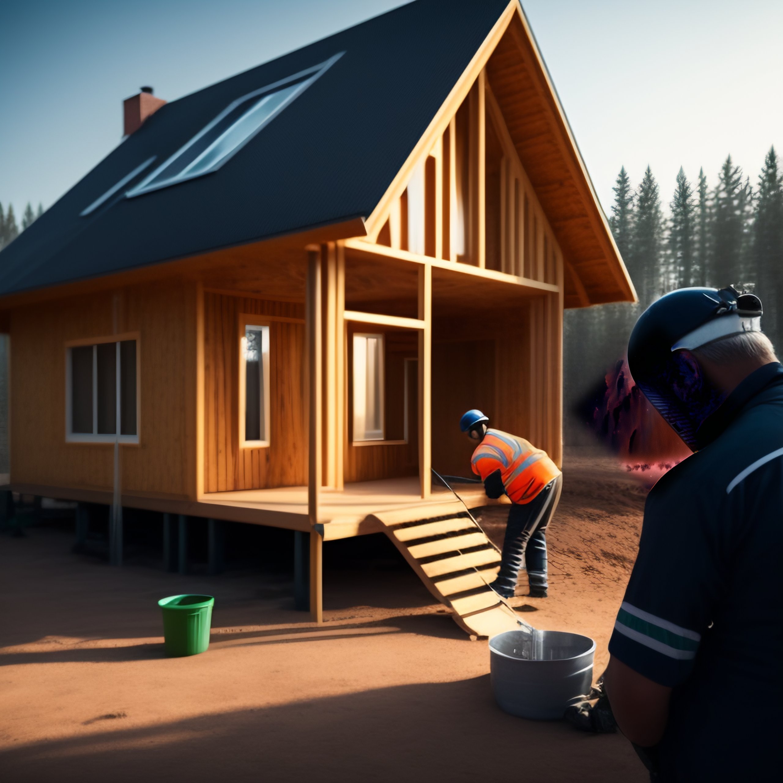 Lexica - A person helping another person build a house