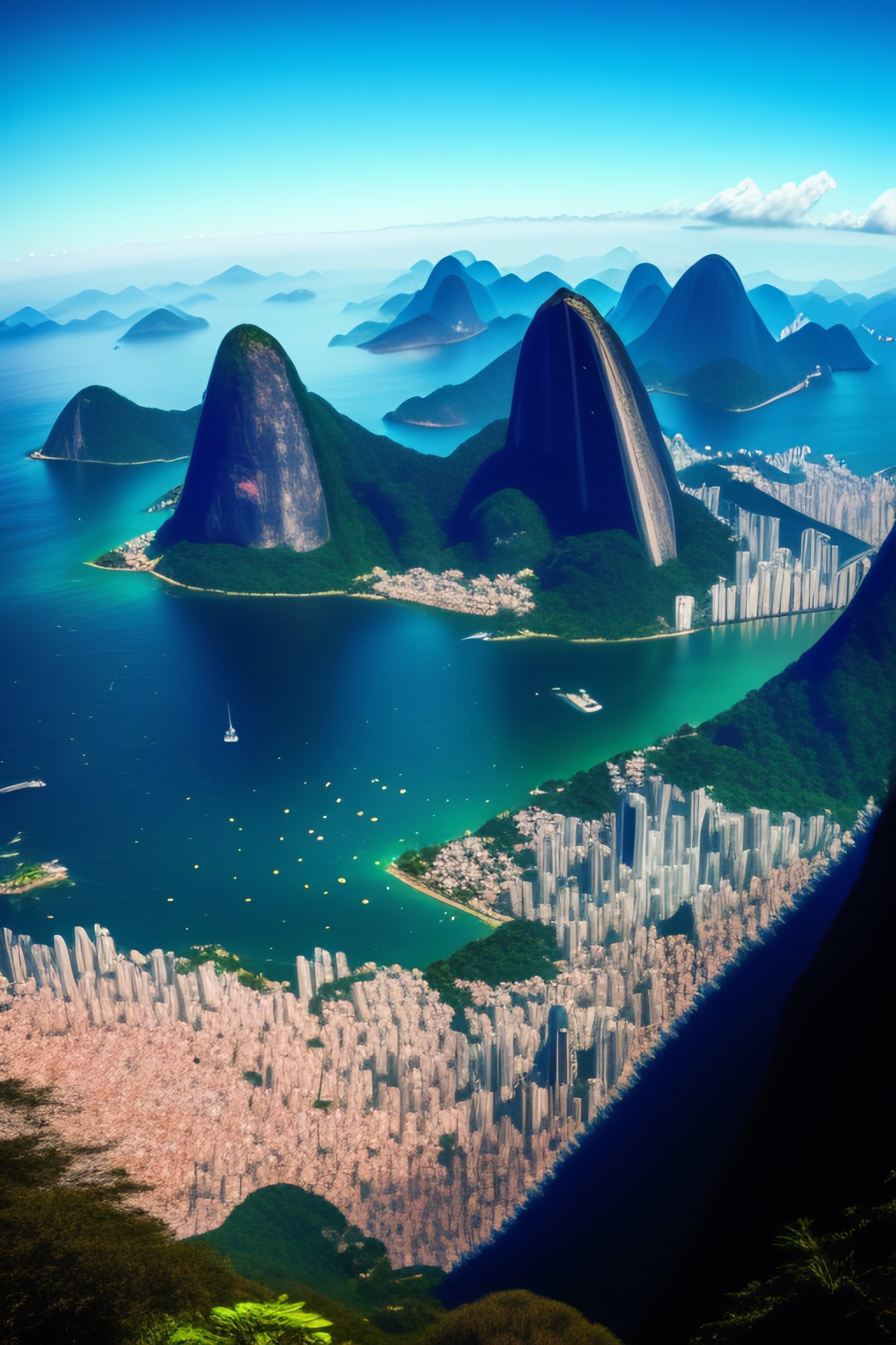 Lexica - Rio de Janeiro futuristic, viewed from a mountain top ...