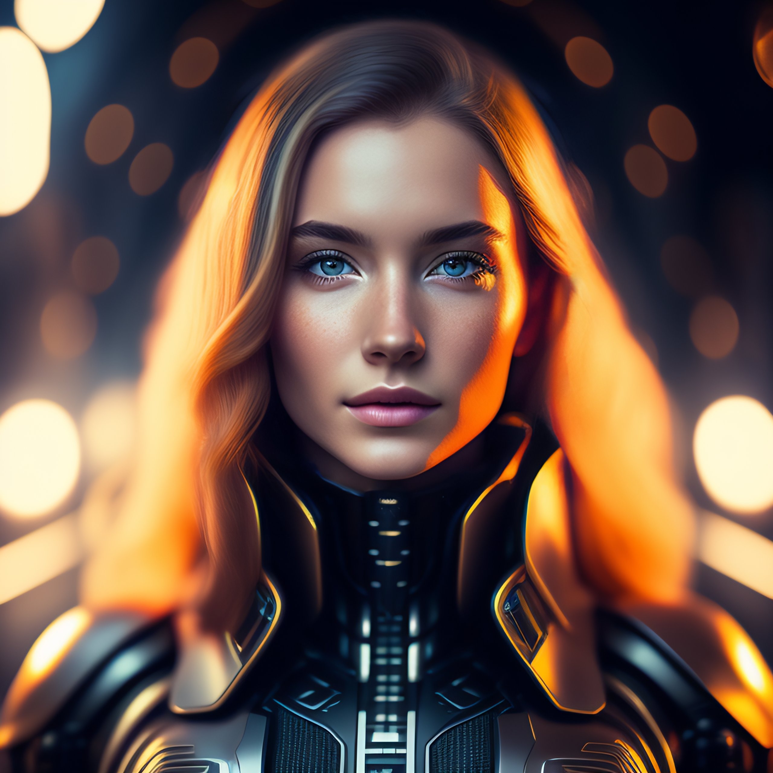 Lexica - Professional photo ofof an young adult cybernetic girl, full ...