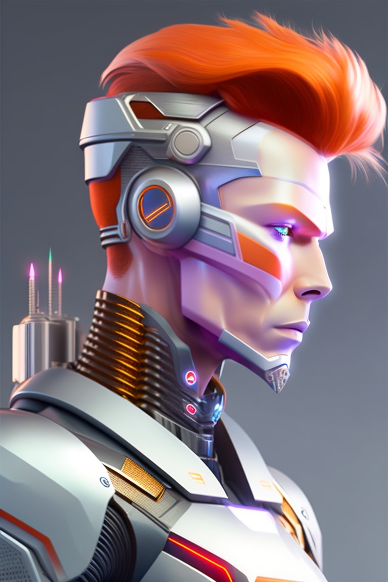 Lexica - David bowie Cyborg robot with computer, a character side ...