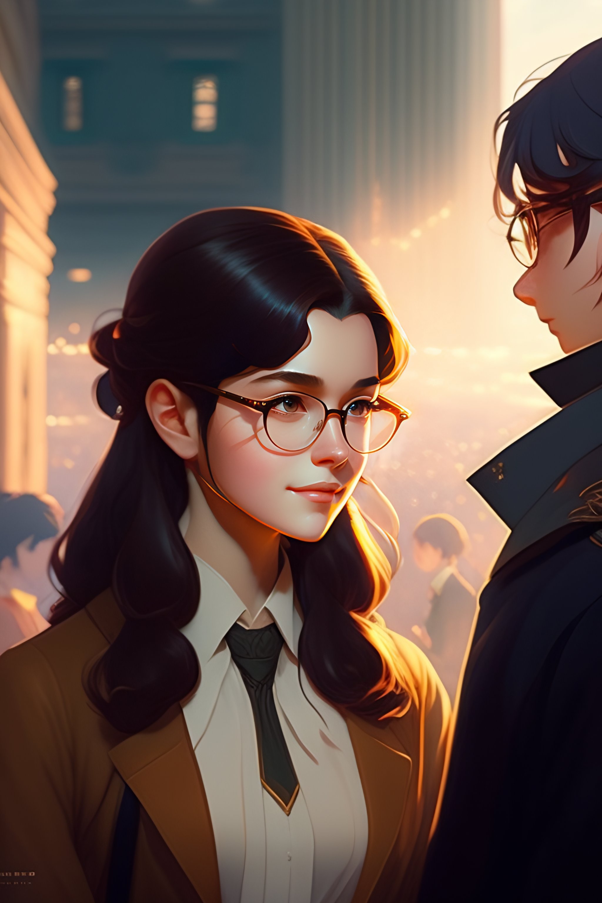 Lexica - Wearing spectacles young reporter brunette tavern baroque oil ...