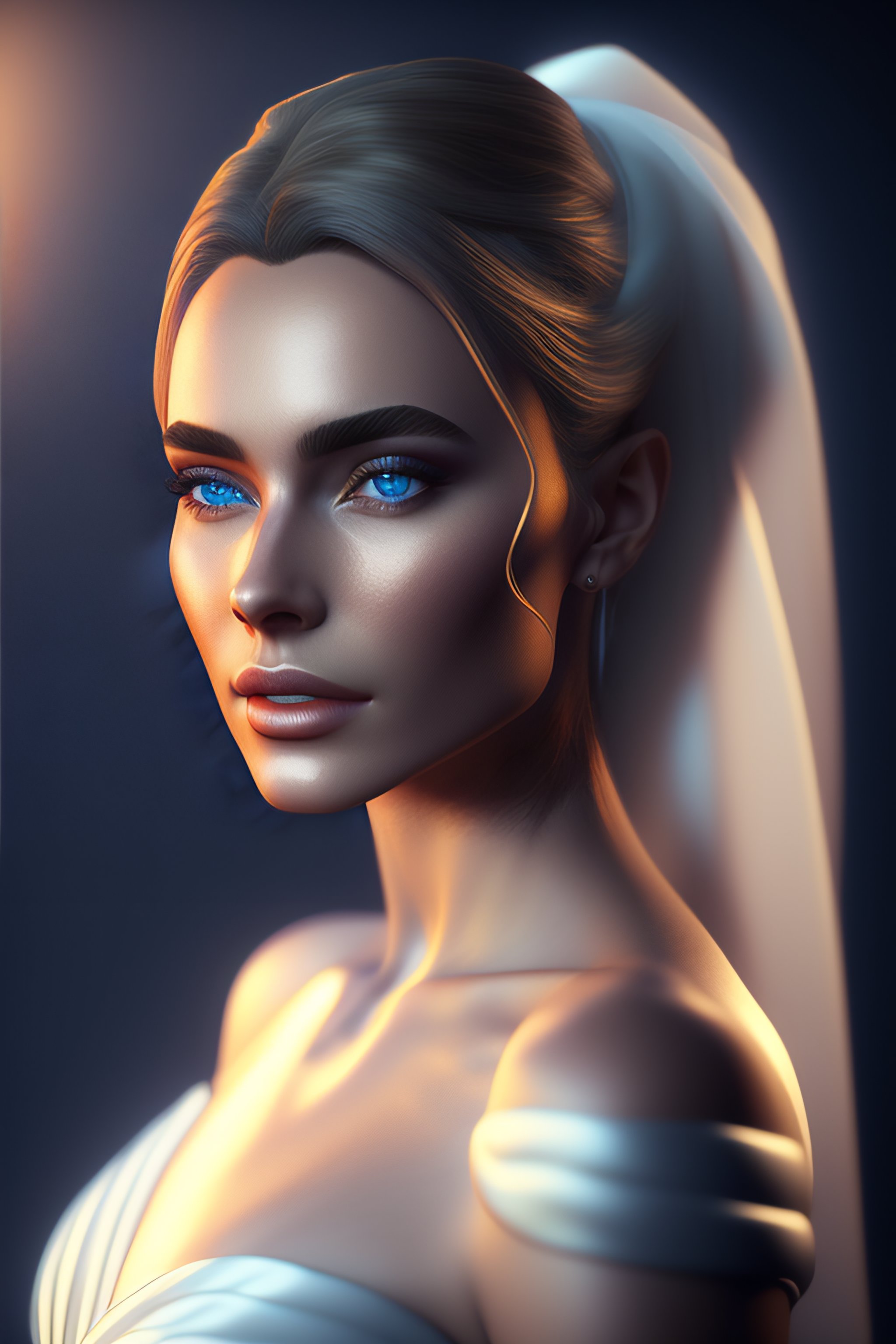 Lexica - Woman wearing a wedding dress with a V-neck and off-the ...