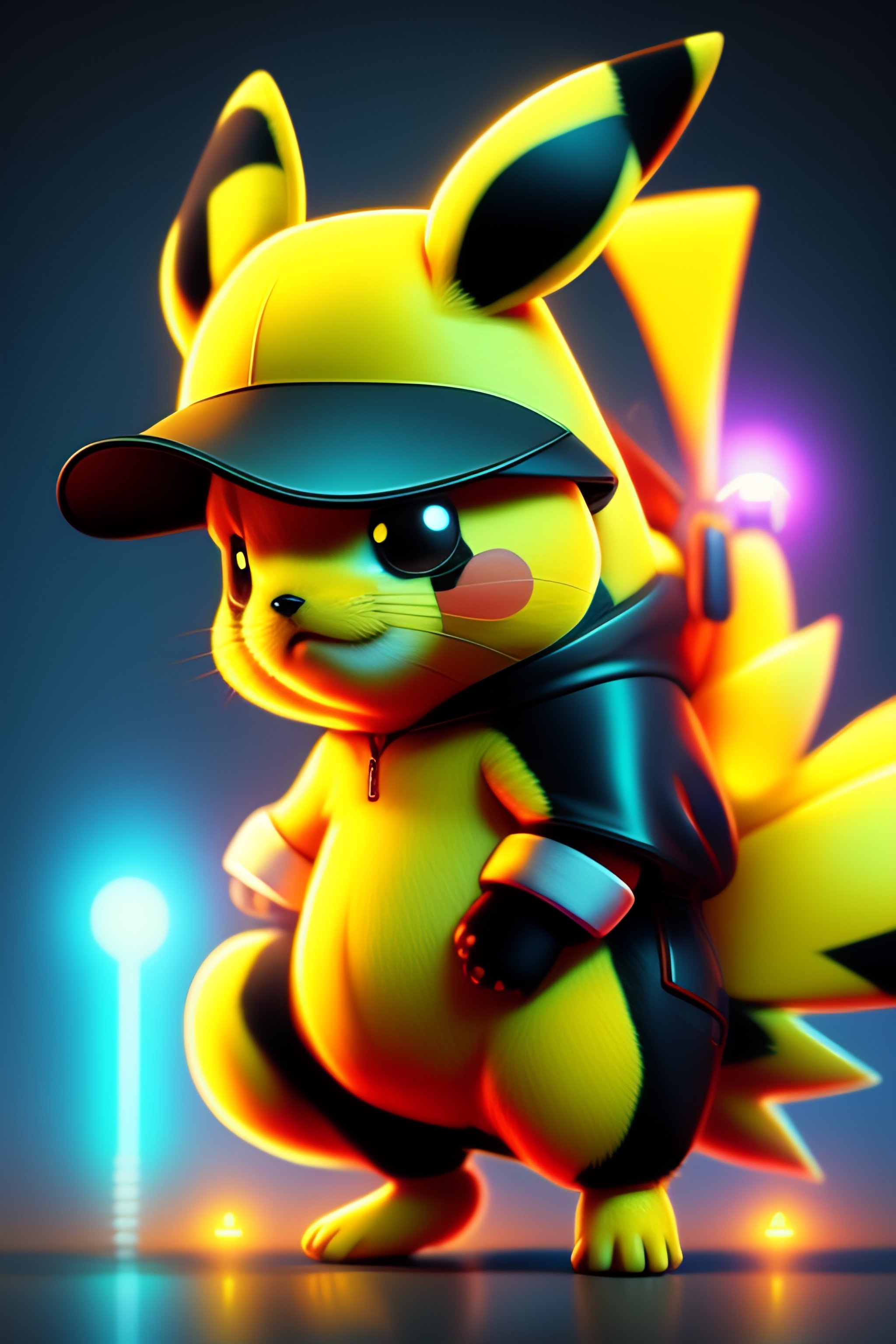 Lexica - 2d cartoon style pikachu with cyberpunk helmet, shoots yellow ...