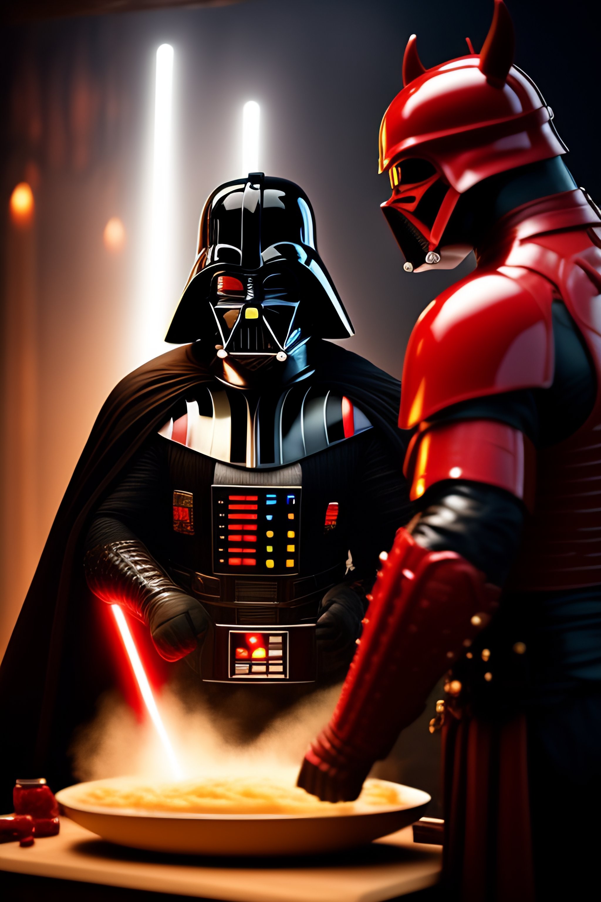 Lexica - Darth Vader and Darth Maul cooking