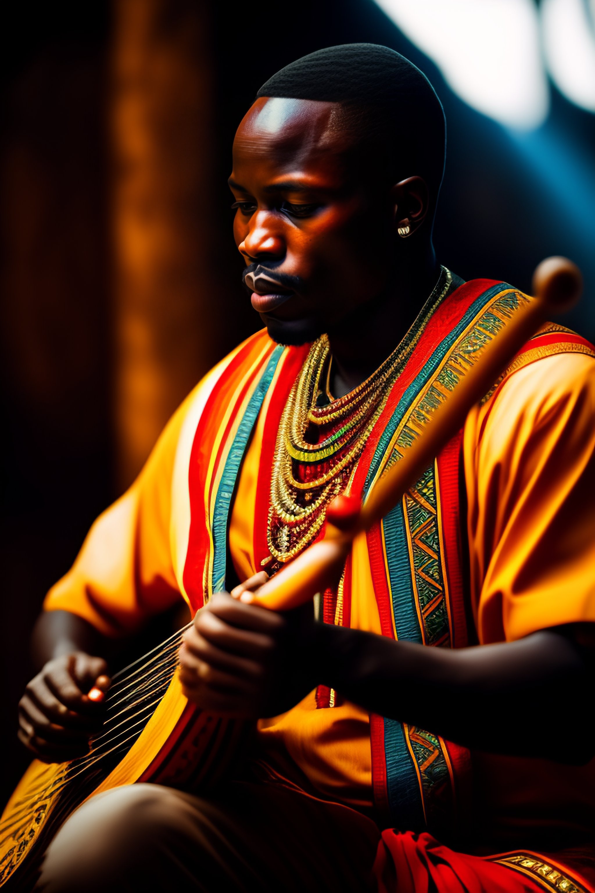 Lexica - Capture a close-up shot of a musician playing a traditional ...