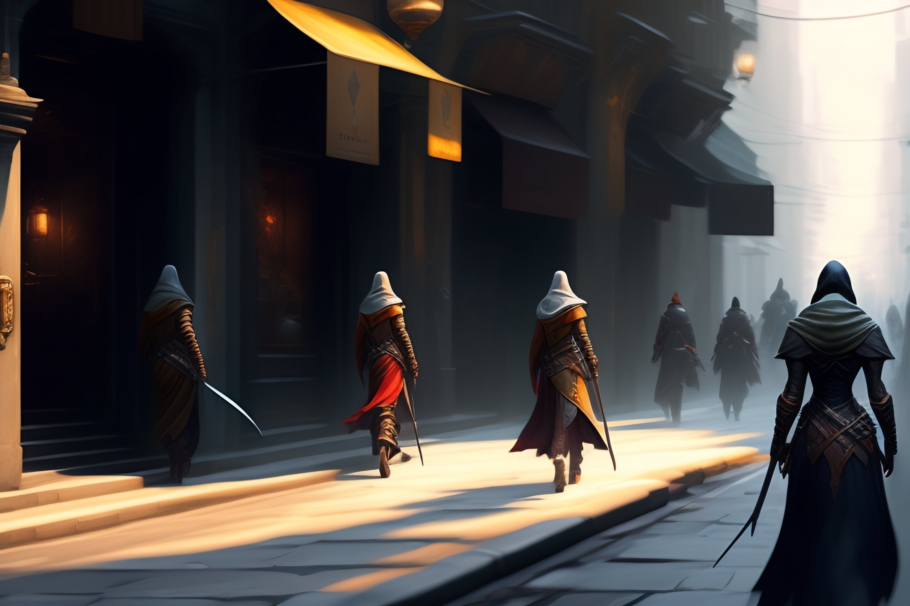 Lexica - A female rogue knife in each hand snealking through the ...