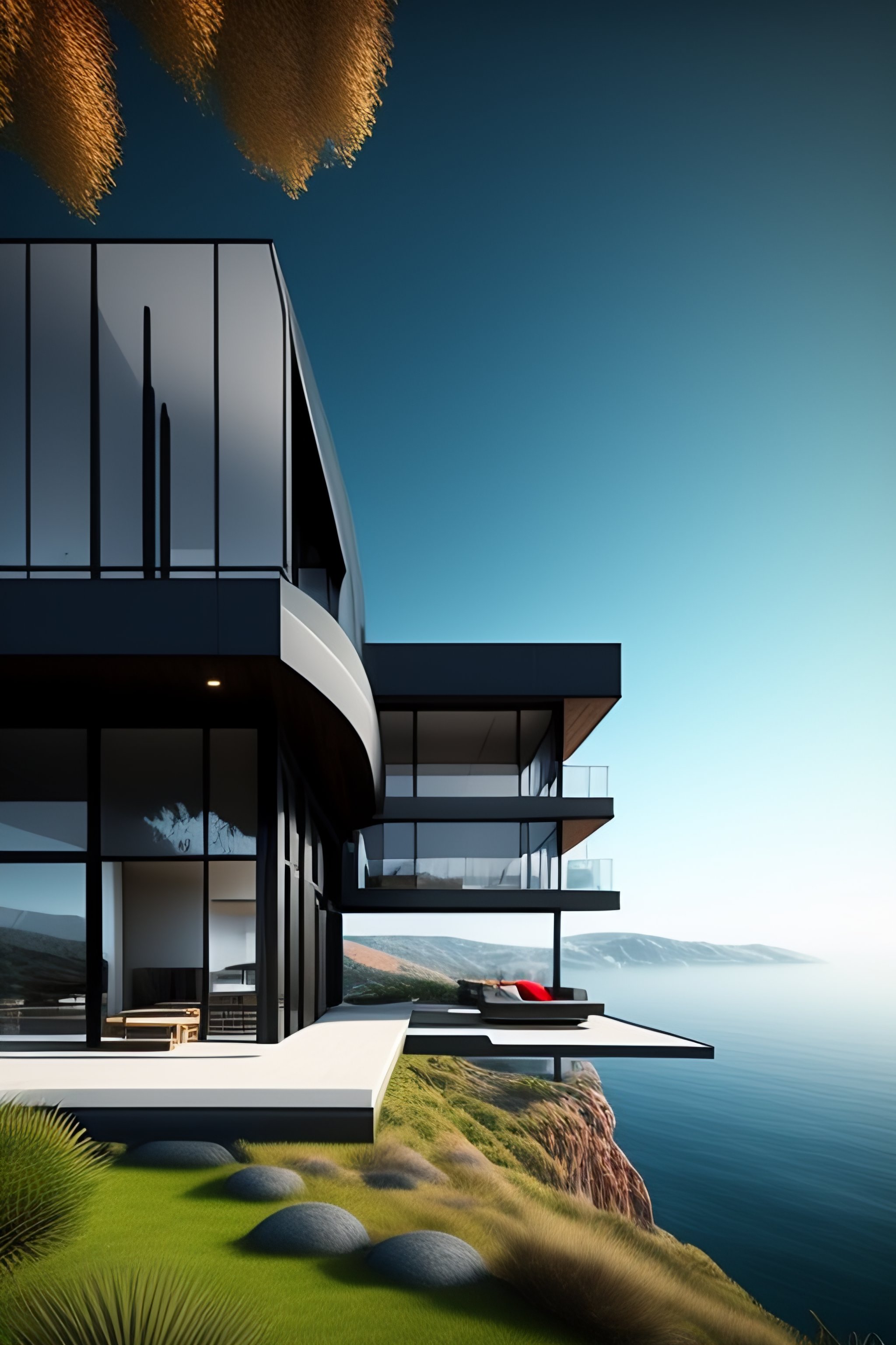 Lexica - A black modern mansion in mountain alone, award winning, 8k ...