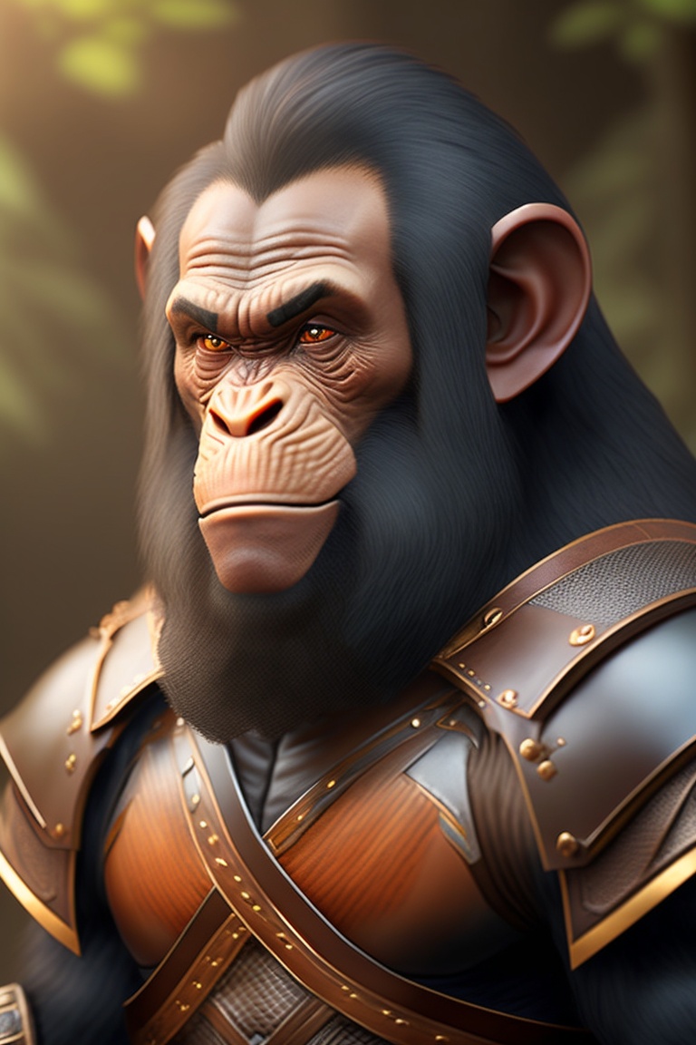 Lexica - Chimp, realistic, hero, samurai, fighter, avatar, martial arts