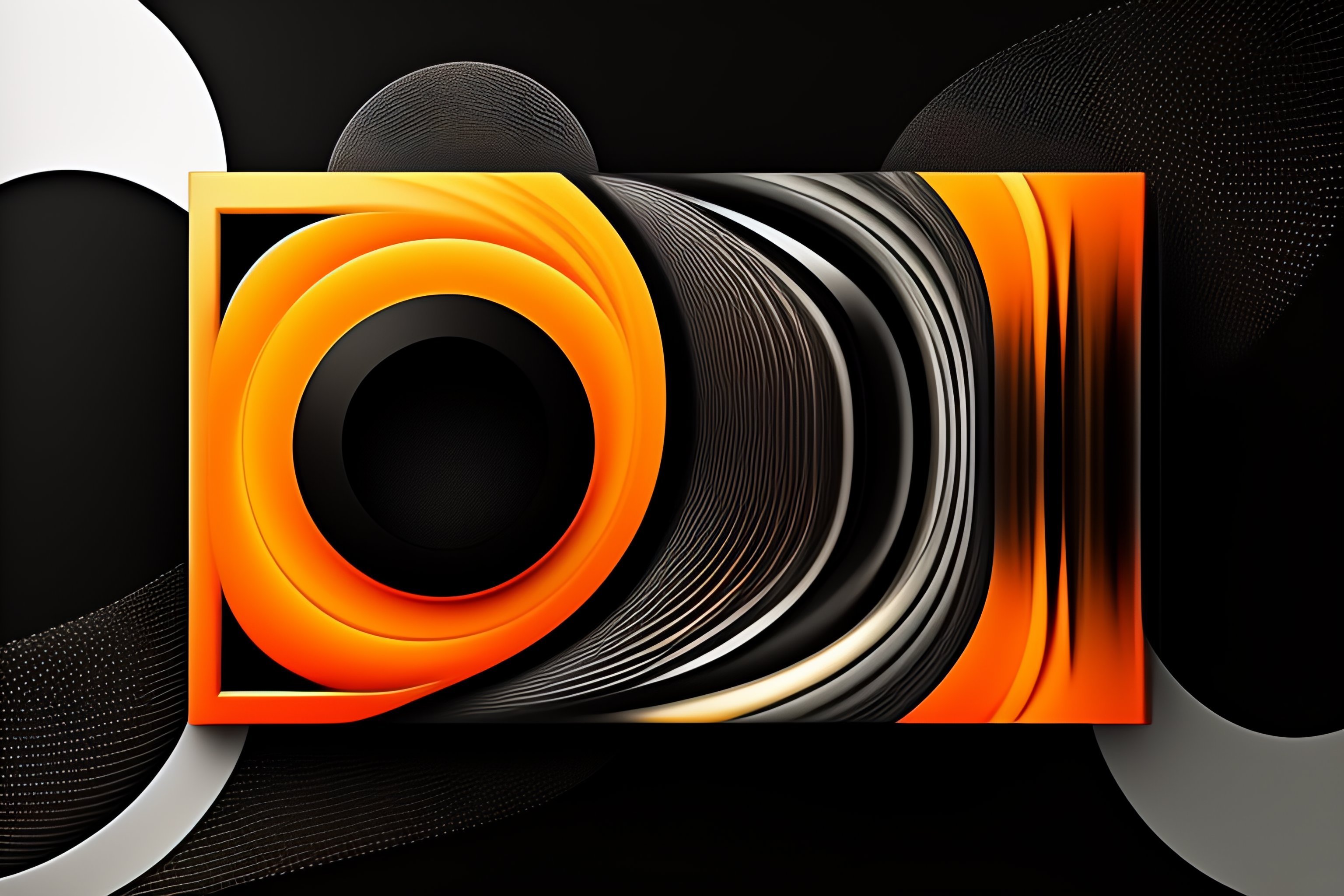 Lexica - 7D Abstract illusion black white orange design