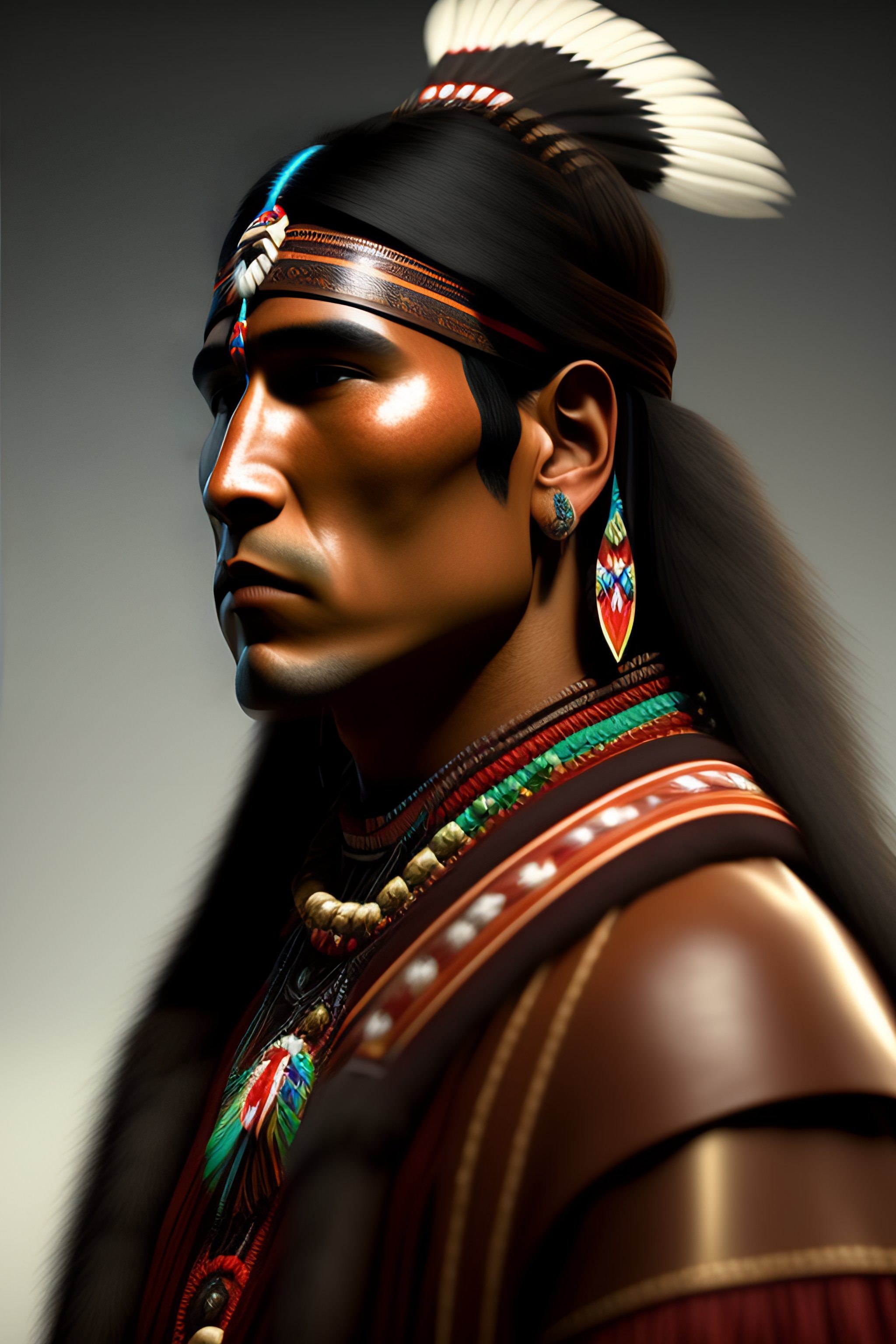 Lexica - Native american male portrait in 3d digital art