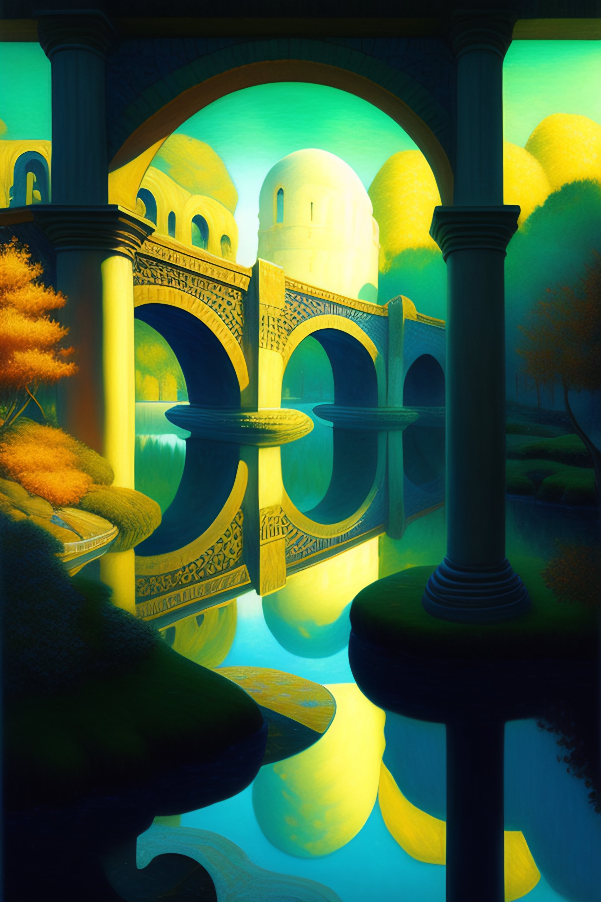 Lexica - Tiled room squared waterway, aqueducts, fantasy. intricate ...