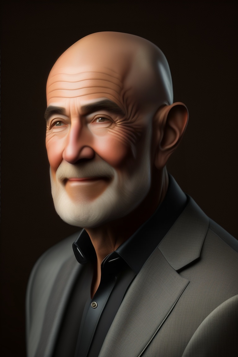 Lexica - Old man motivational, bald head, positivity, black background ...