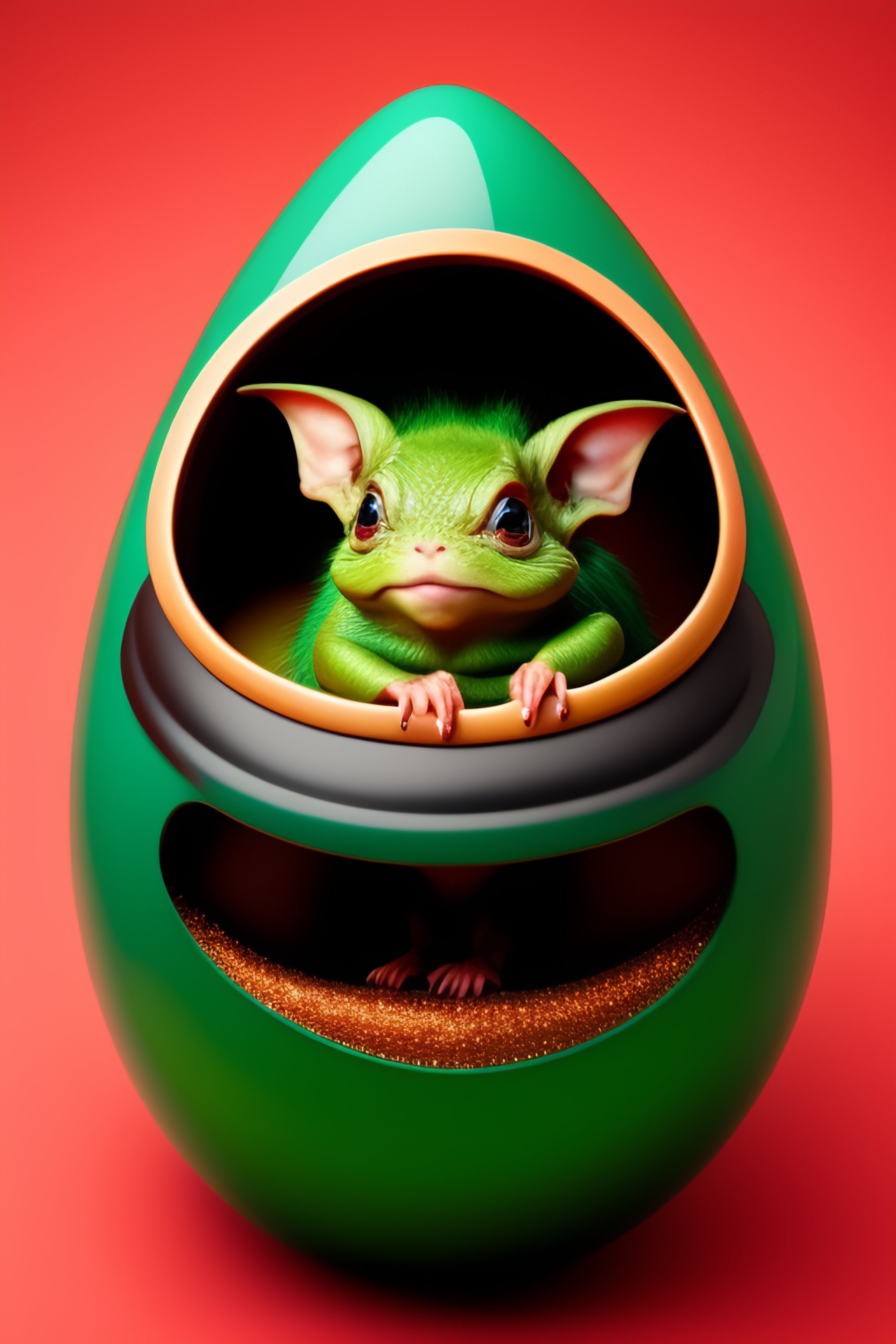 Lexica - Gremlin coming out of a giant egg holding an easter egg ...