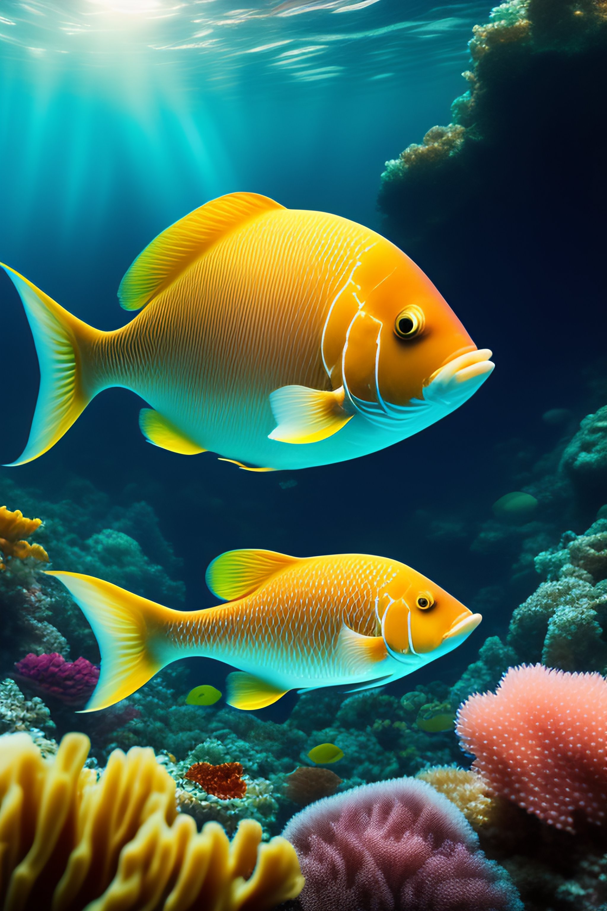 Lexica - A landscape picture of tropic fish in a corral reef under the ...