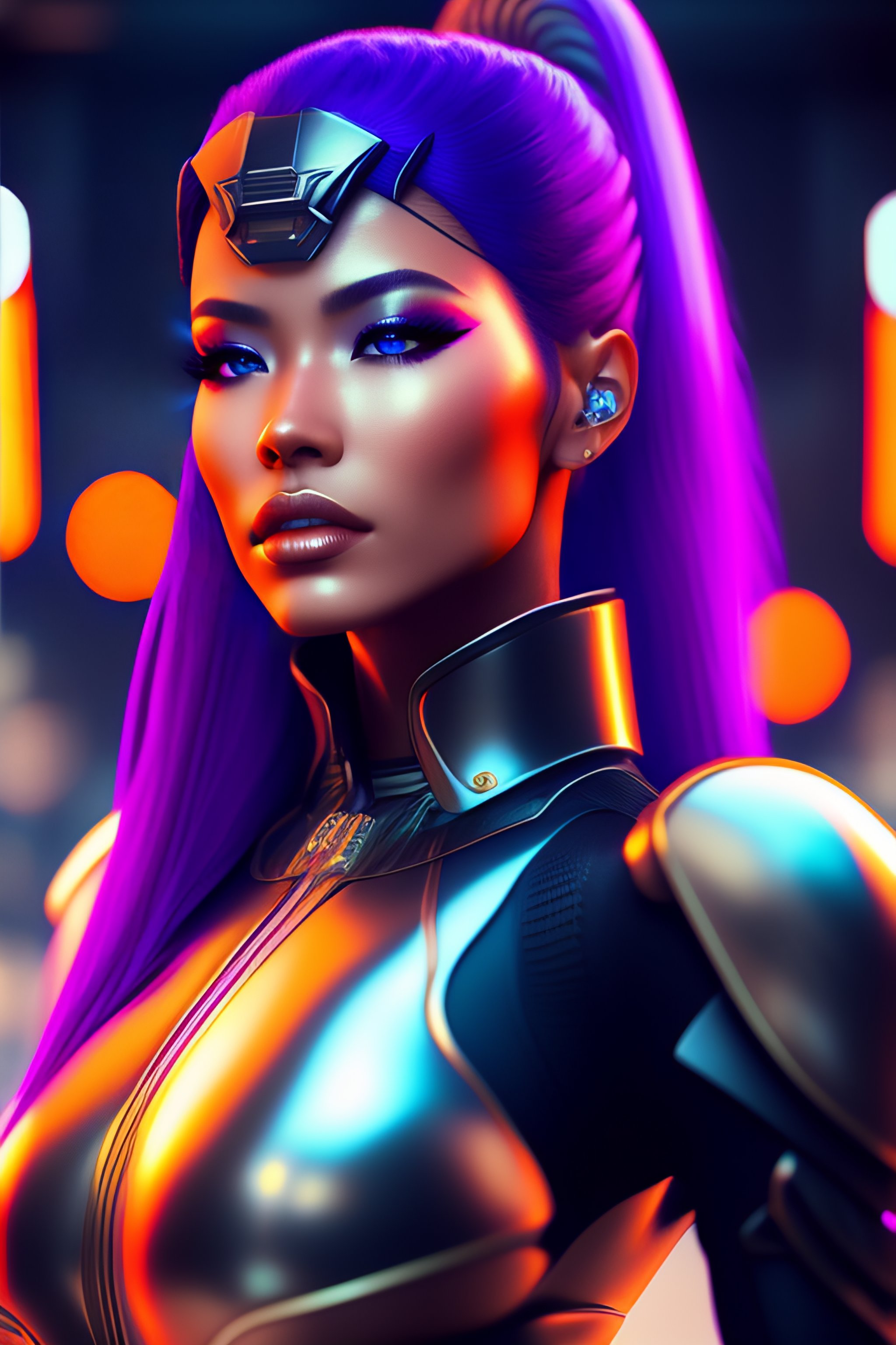 Lexica - Beautiful female cyborg wearing futuristic cyberpunk fashion ...