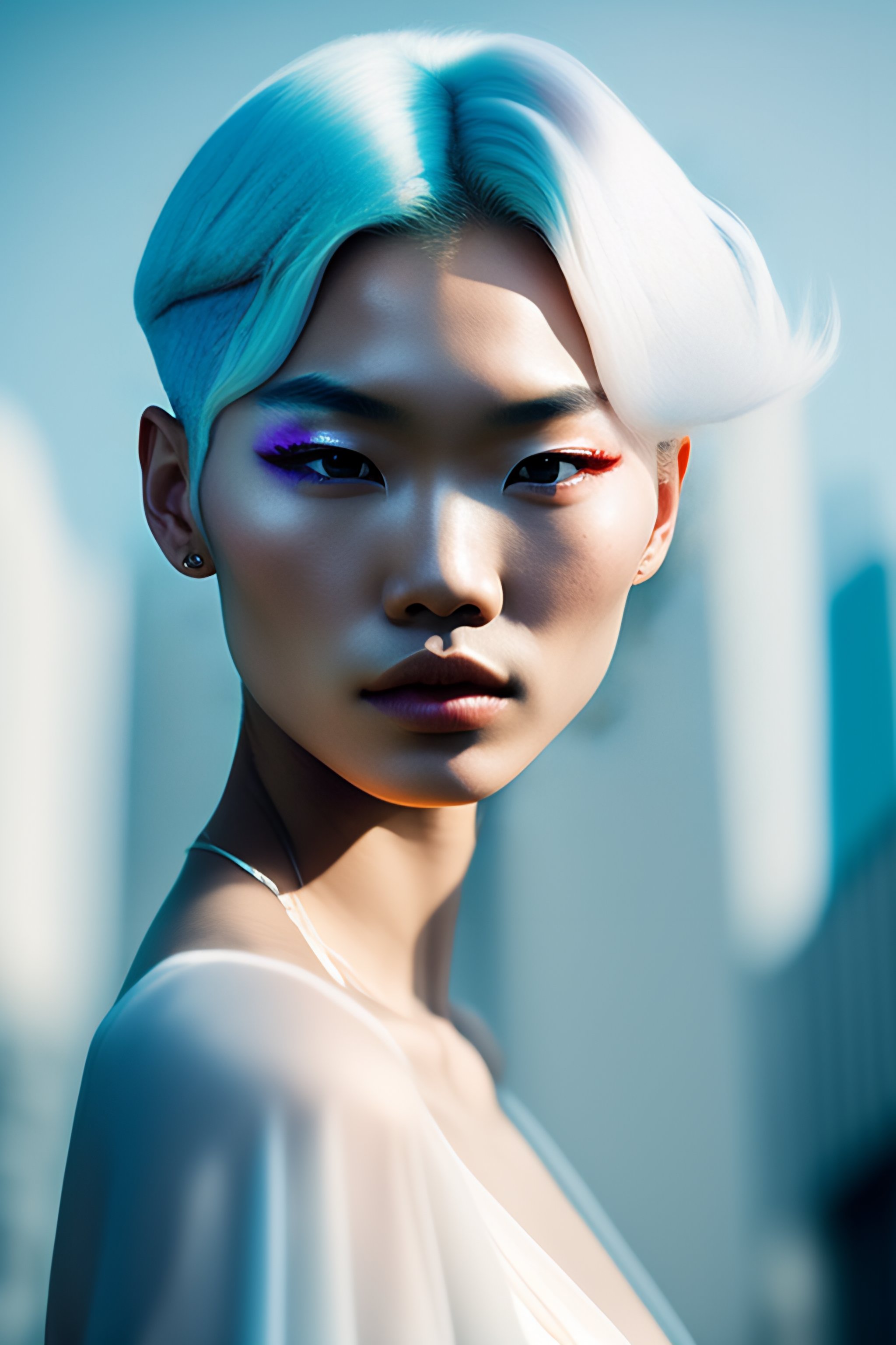 Lexica - Portrait of haute couture beautiful albino asian fashion model ...