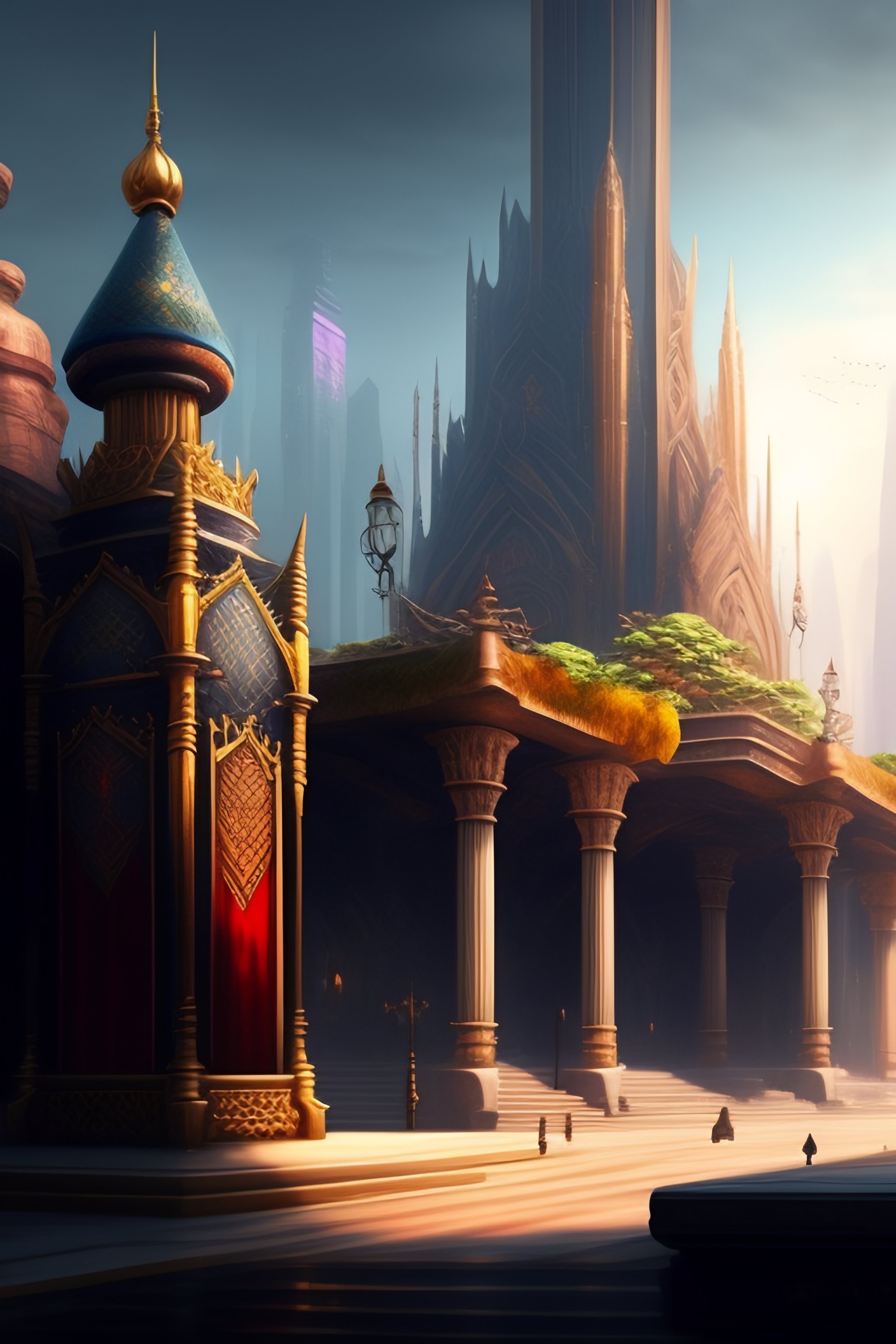 Lexica - Fantasy background, concept art, matte painting, city square