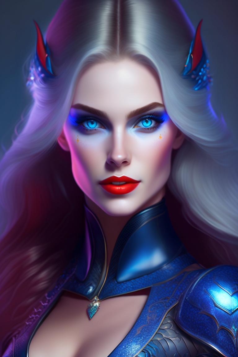 Lexica - Woman Mermaid vampire ,With blue eyes ,With fangs of a vampire