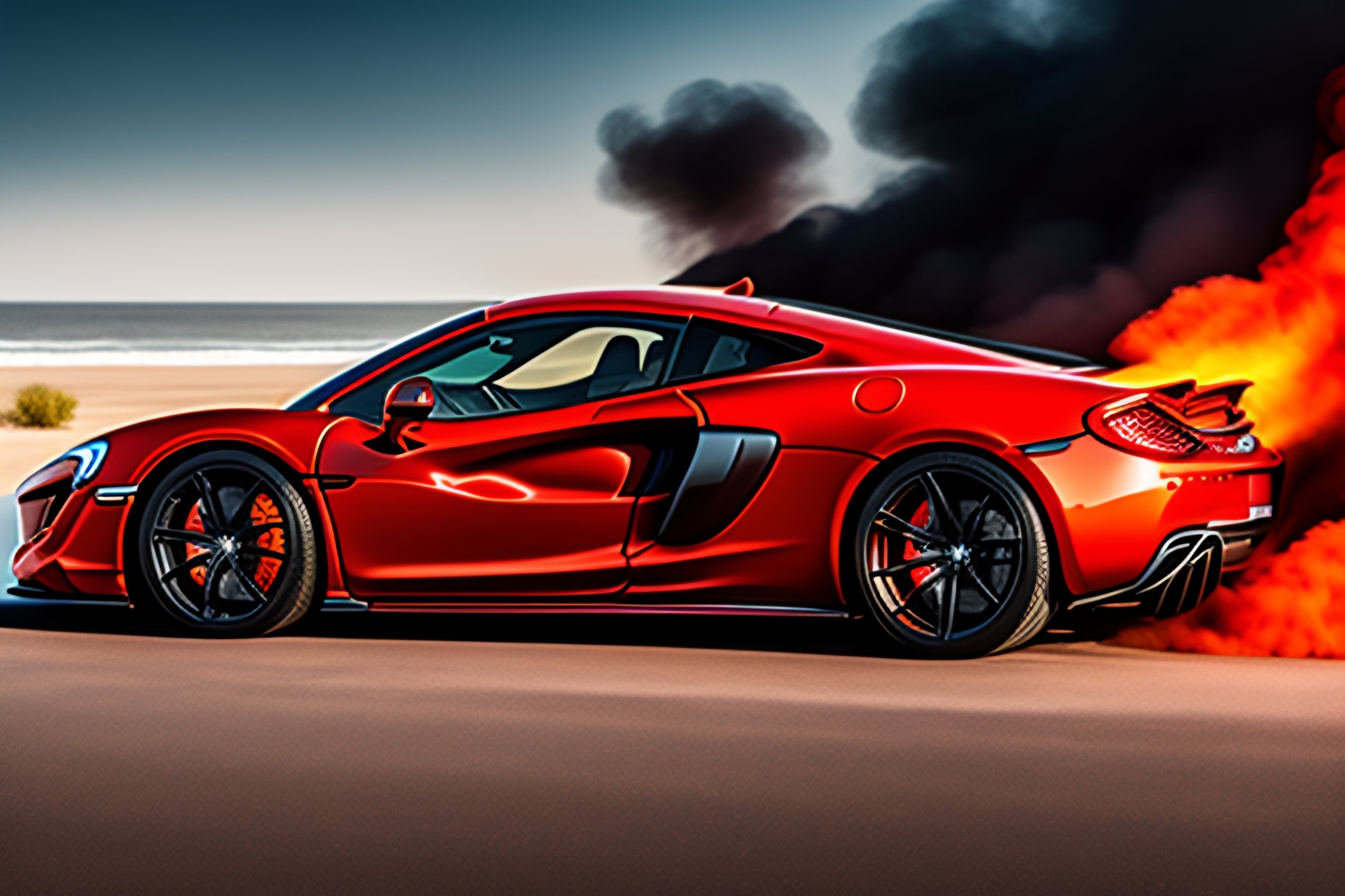 Lexica - Red McLaren 670 On Fire In the streets of Los Angeles hyper ...