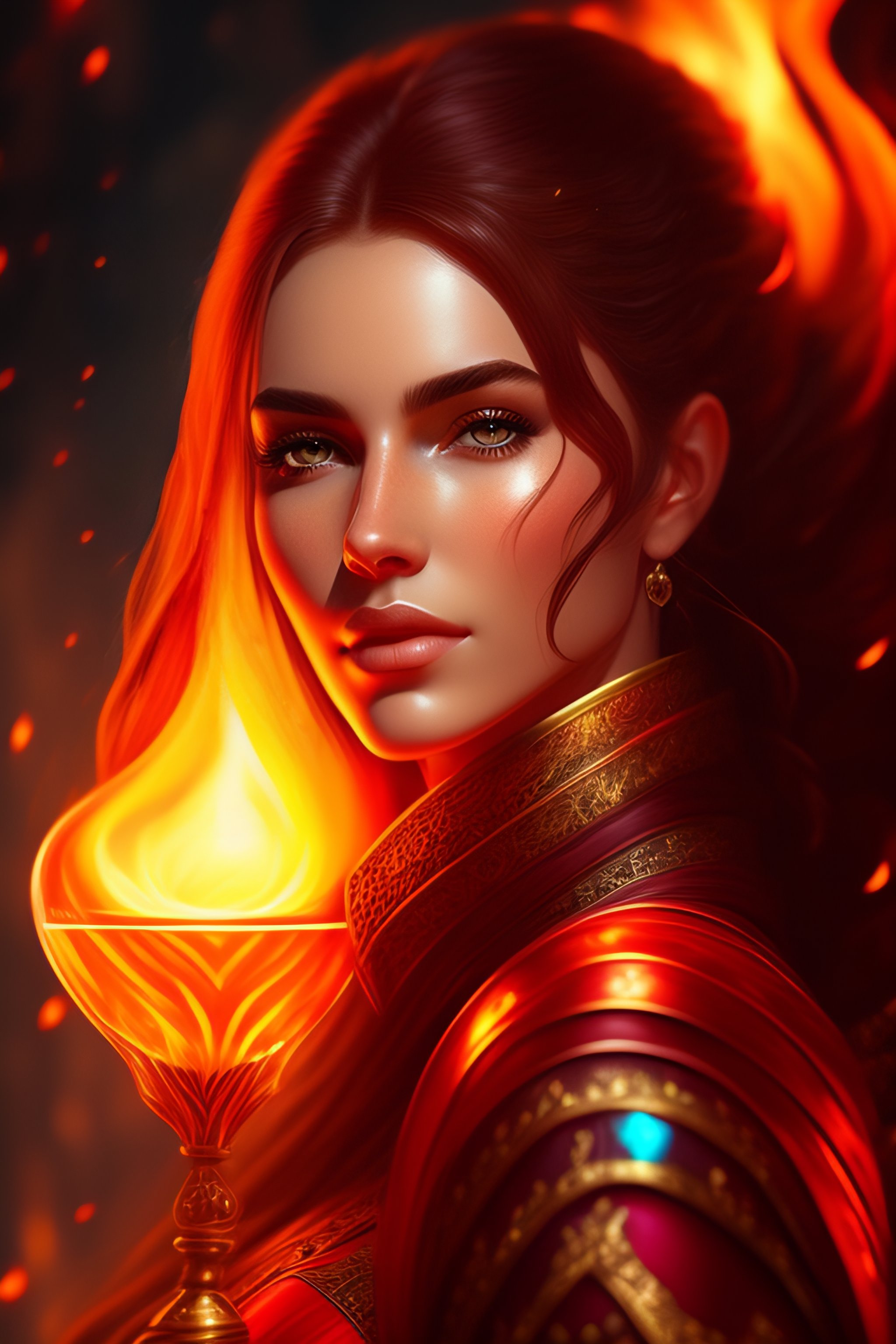Lexica - Portrait of a beautiful woman surrounded by fire, portrait of ...
