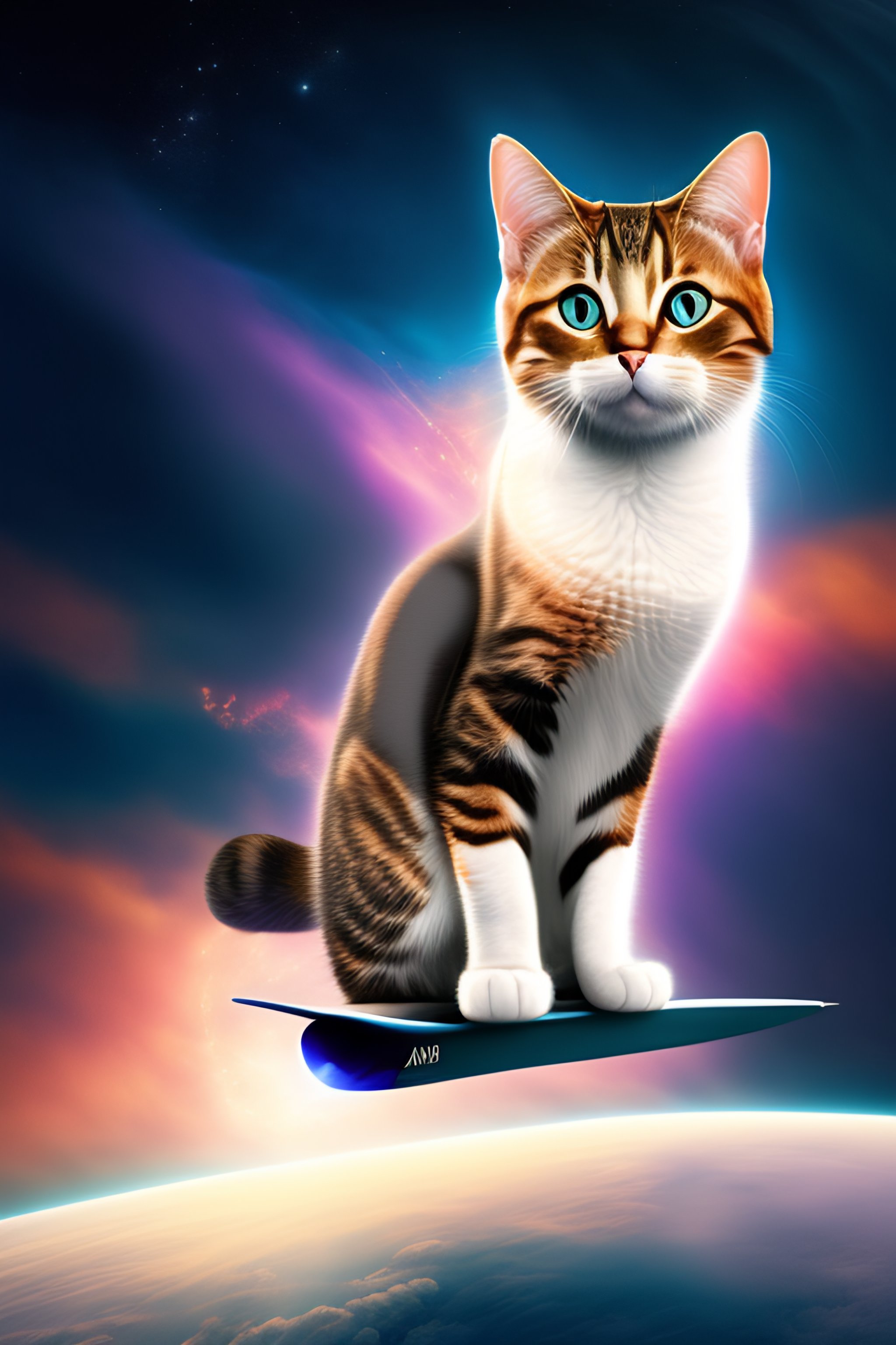 Lexica - A cat is launched by jesus in the stratosphere