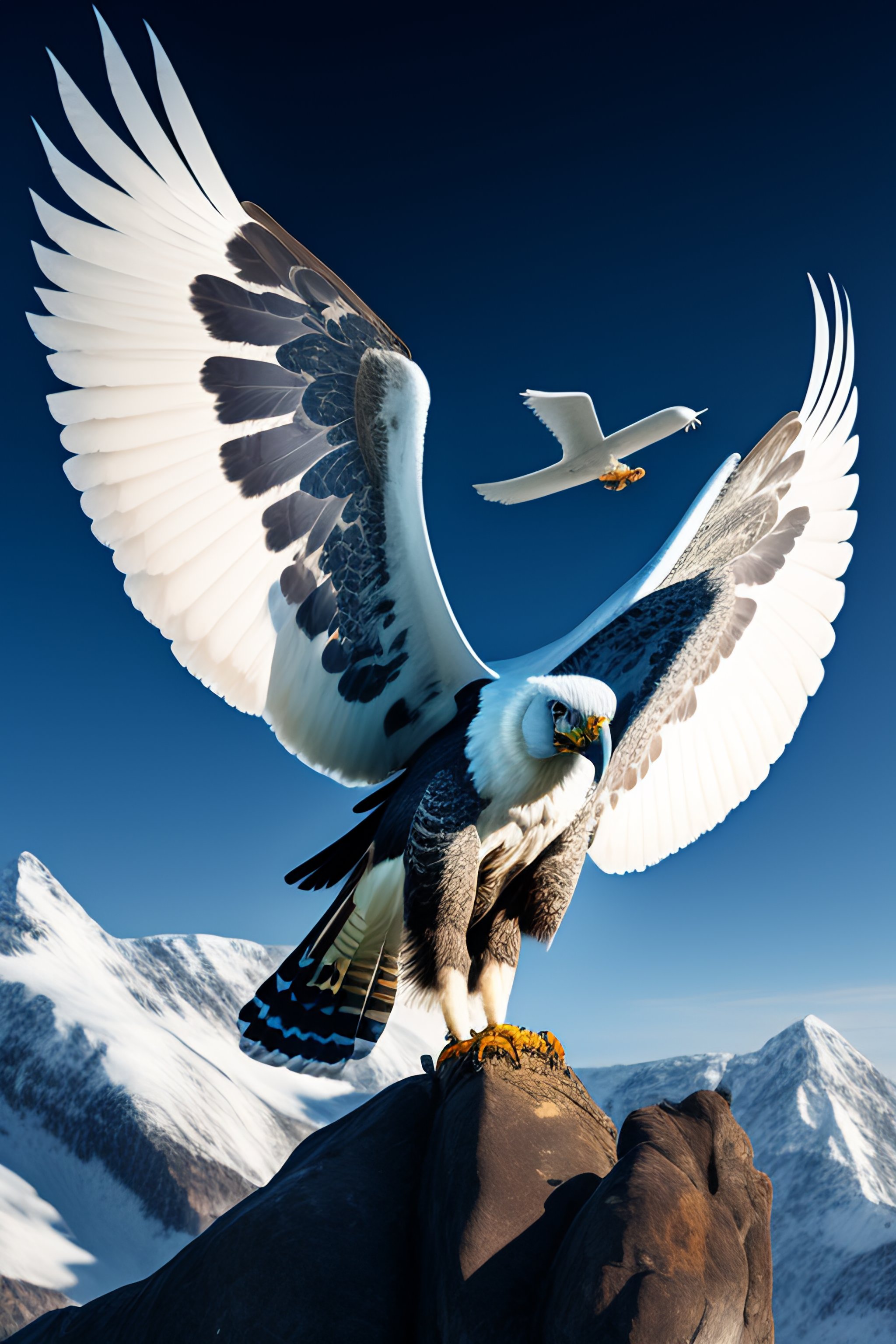 Lexica - Beautiful intricately detailed flying harpy eagle and Alaskan ...