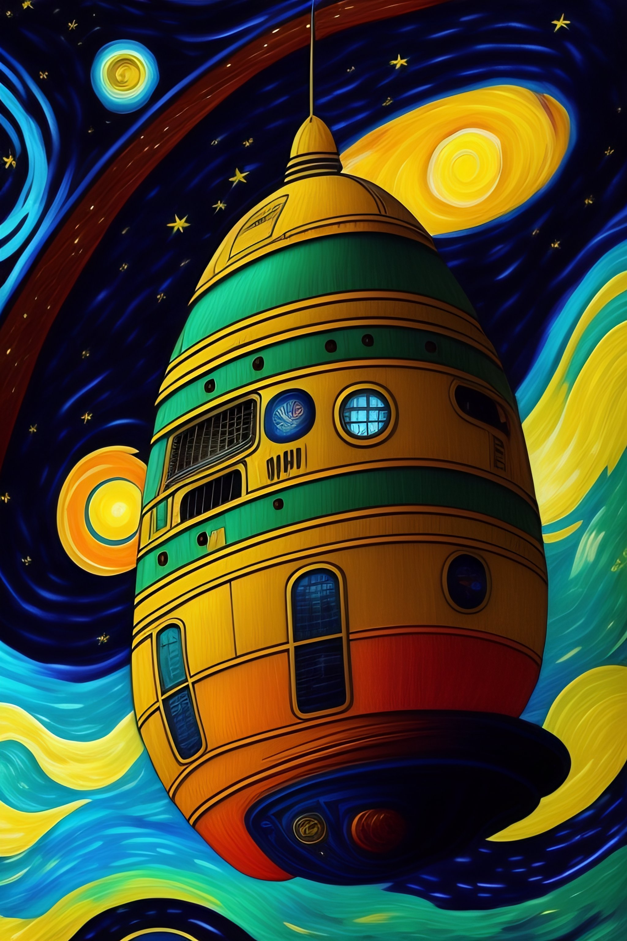 Lexica - Spaceship in van gogh style