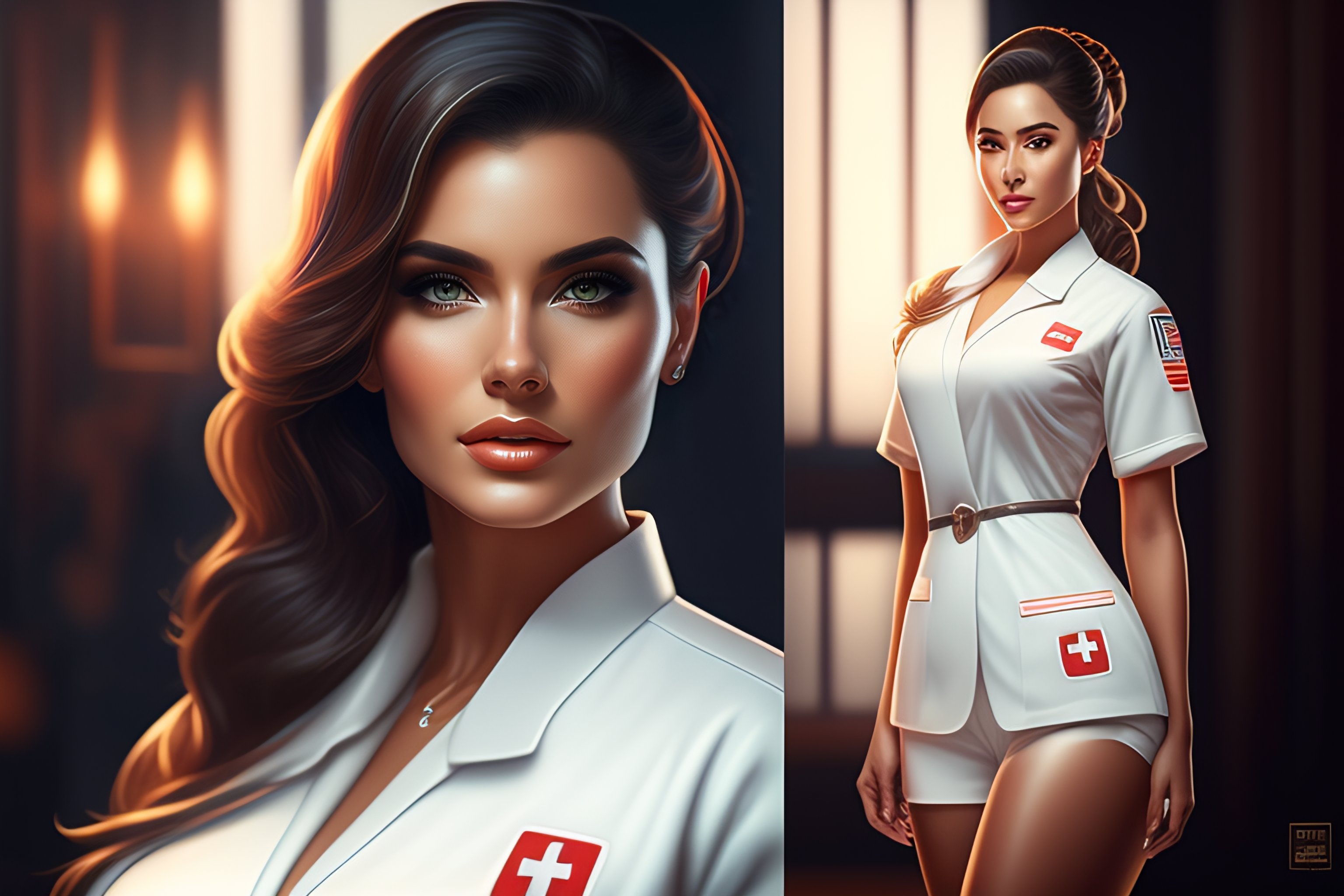 Lexica - Full body photo of a gorgeous young woman wearing a nurse ...