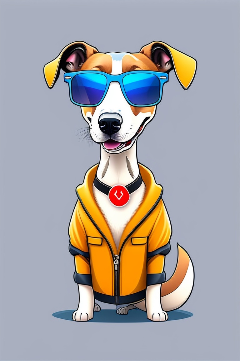Lexica - Kawaii cute whippet with sunglasses, cartoon, full body, clean, simple, white ...