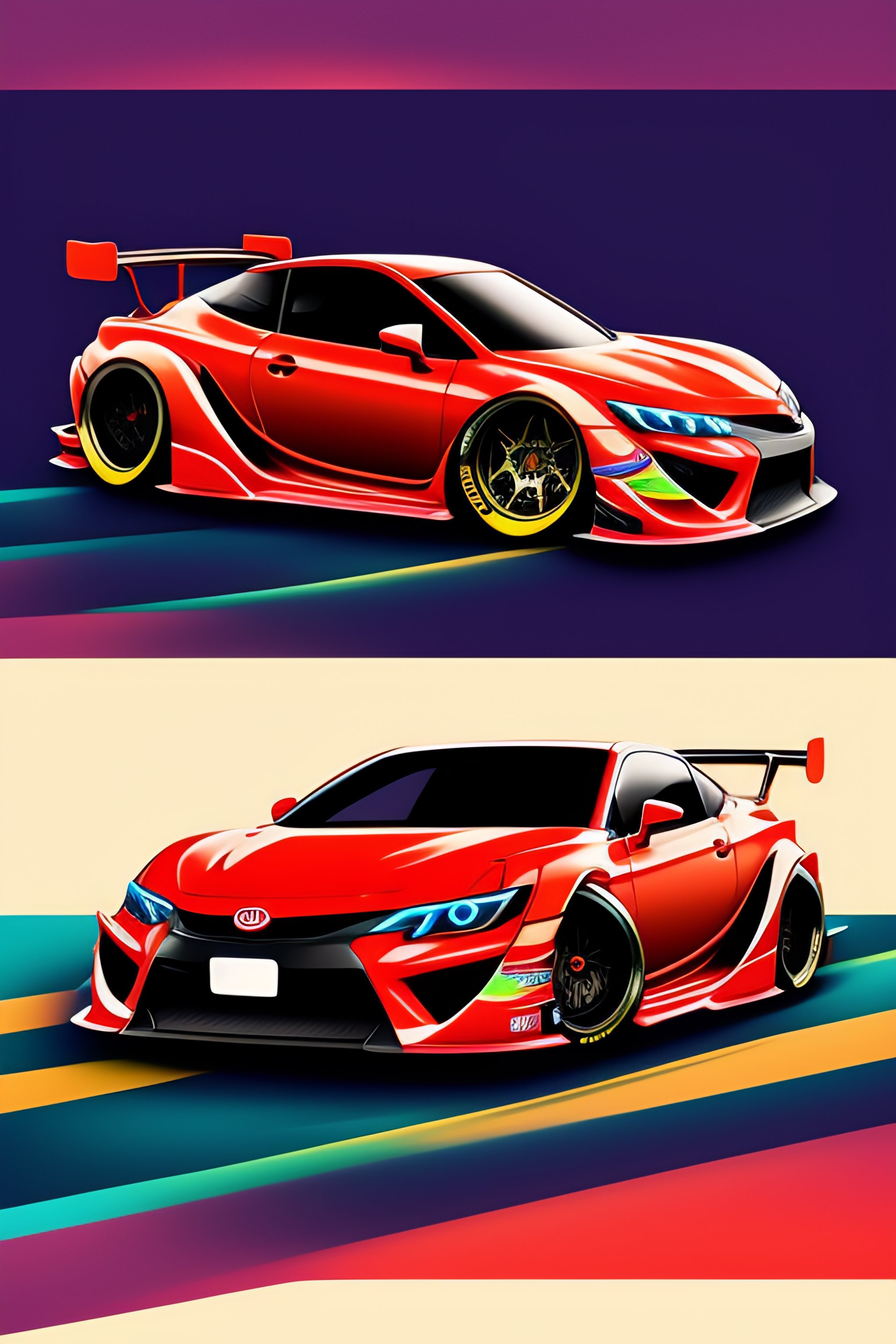 Lexica - Cartoon toyota drift car , sticker, anime style, solid ...