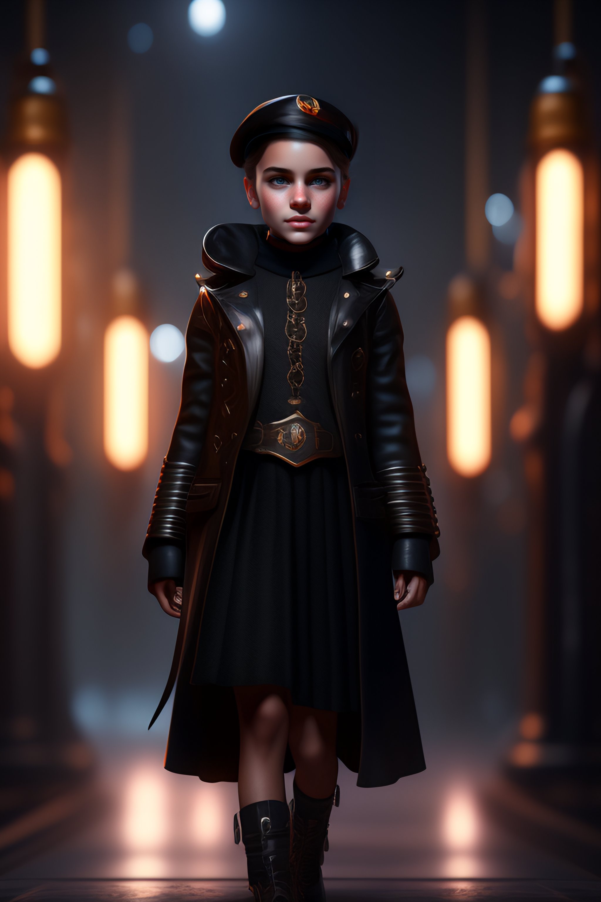 Lexica - Young girl, black hear, thief wear, dark light, dieselpunk ...