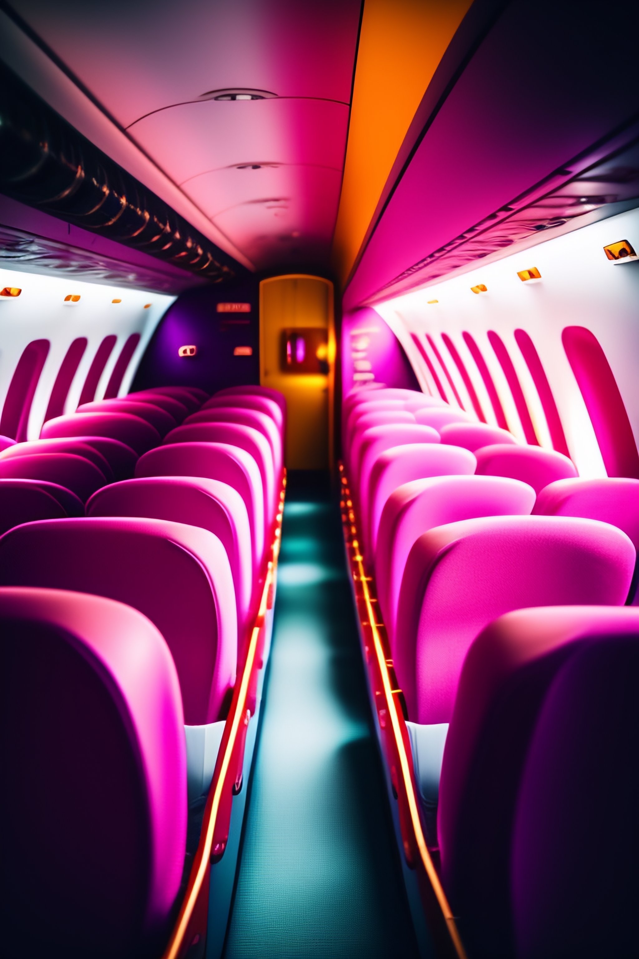 Lexica - (analog style), (documentary shot), inside airplane's cabin ...