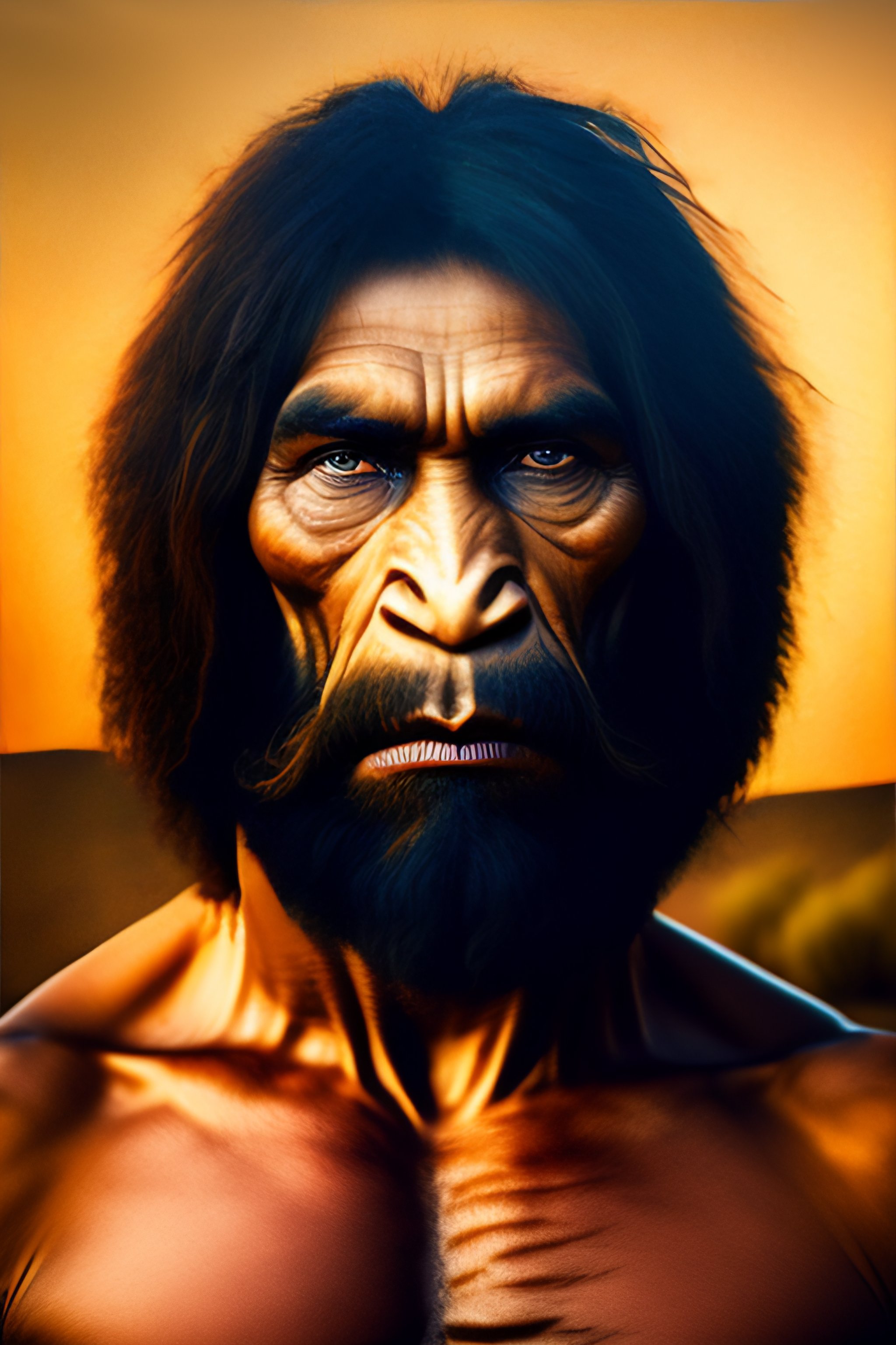 Lexica - Photograph of a Neanderthal man