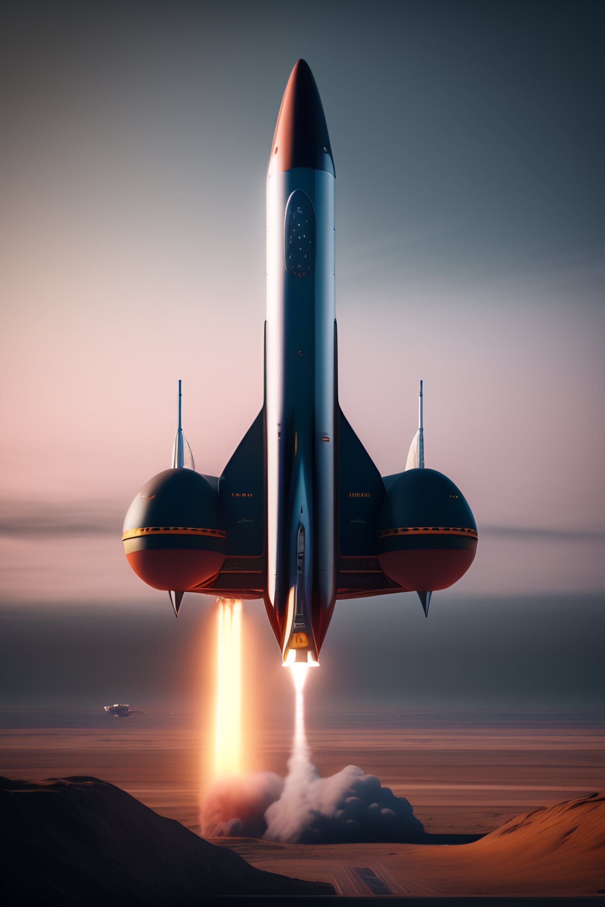 Lexica - Photograph of Spacex starship on top of heavy Falcon rocket ...