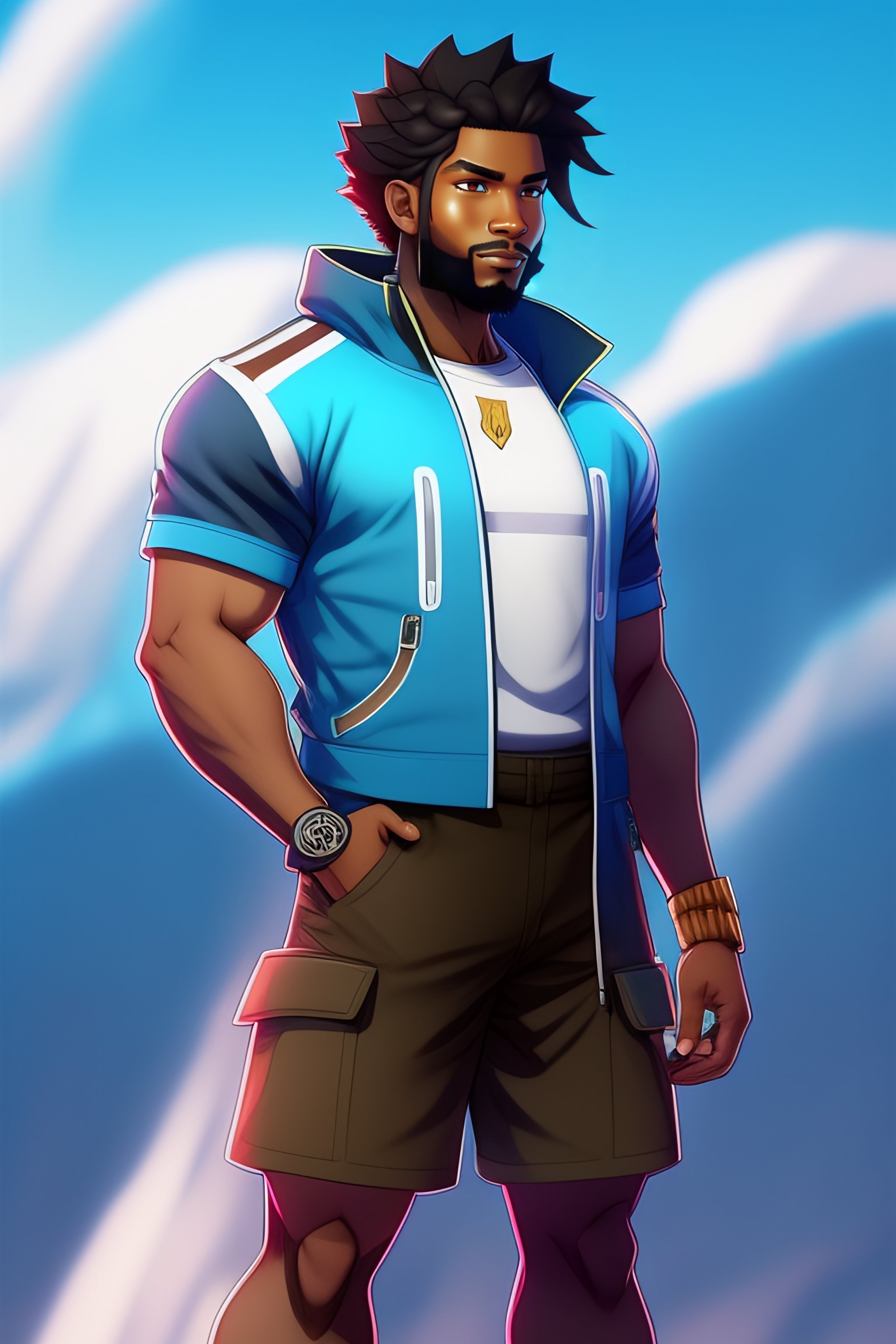 Lexica - Male brown Pokemon trainer with hair twists and a beard in ...