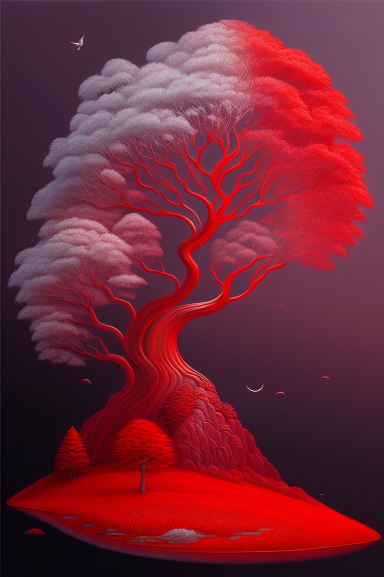 Lexica - Allure of the red tree. moebius style. detailed, grayscale