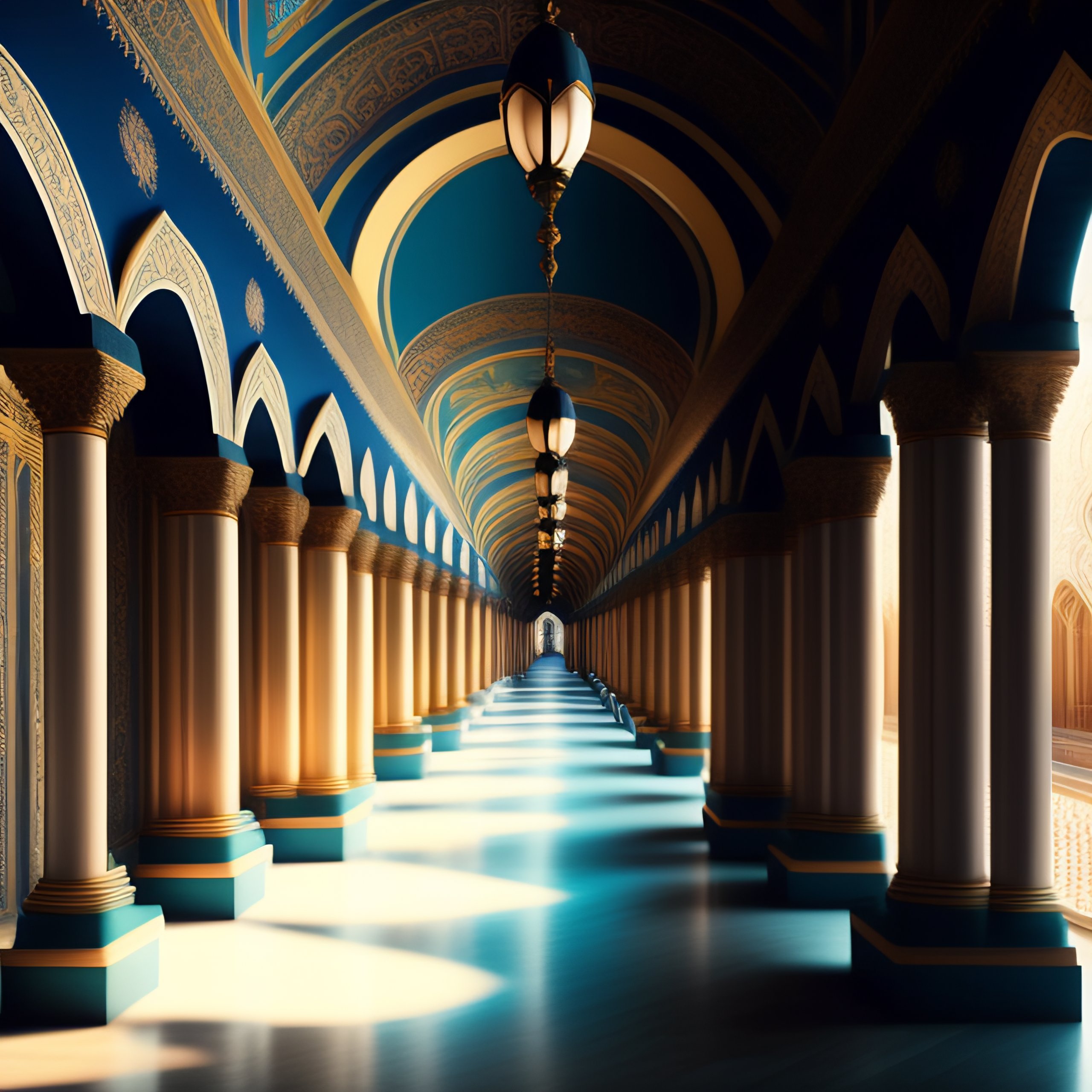 Lexica - Royal corridor with paintings and pillars