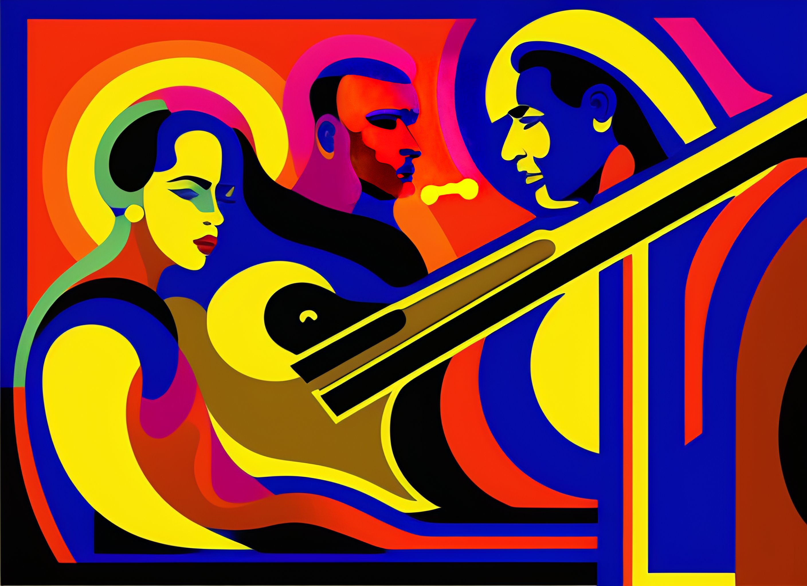 Lexica - Stylized abstract art of modern jazz band with piano, saxophon ...