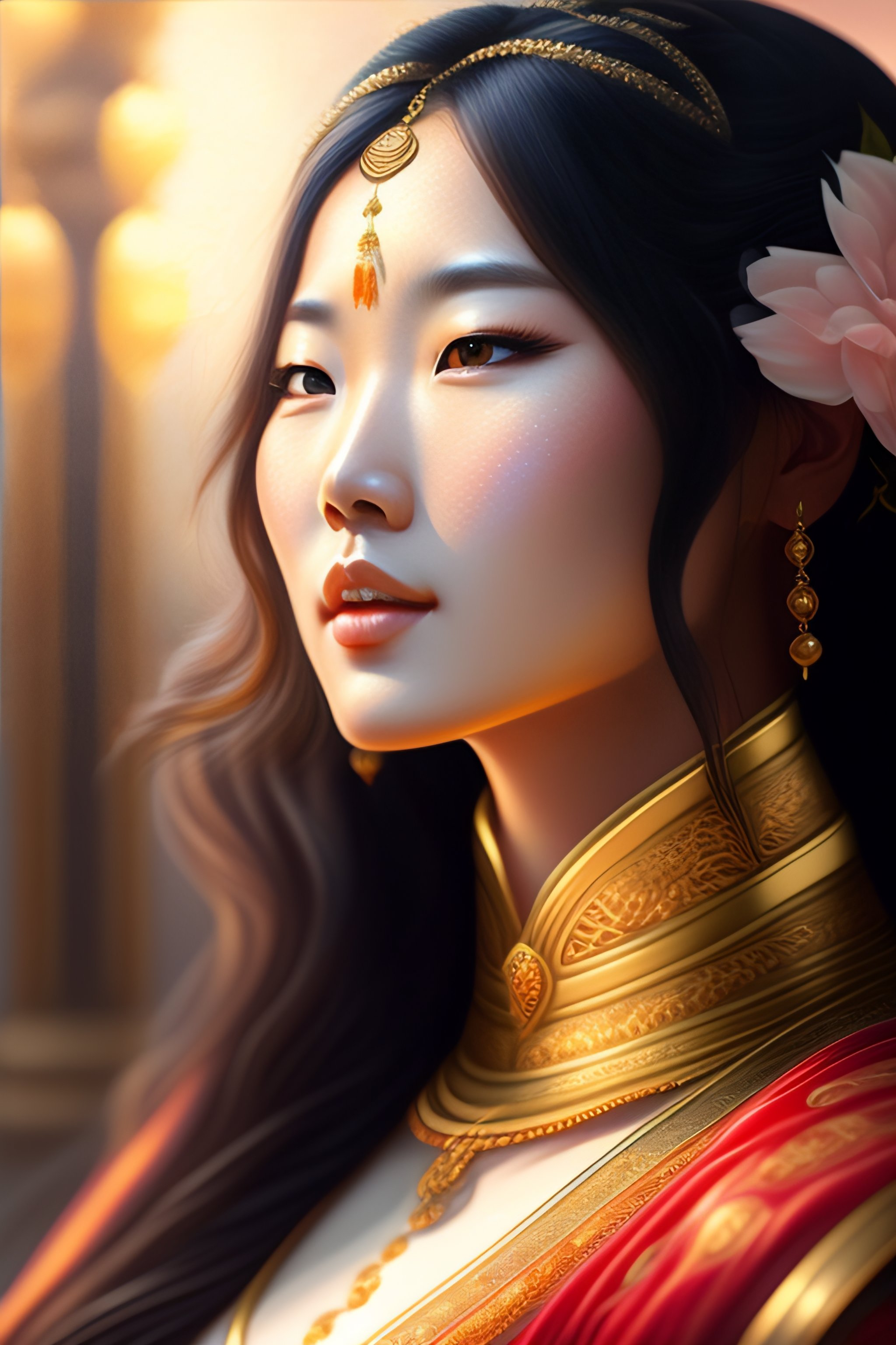 Lexica - Detailed portrait of korean goddess, high detailed paiting by ...
