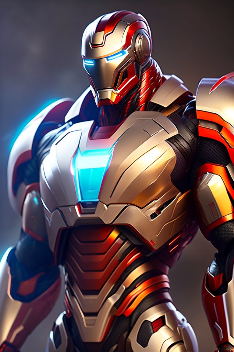 Lexica - Ironman - cyborg mashup, cyborg head, ironman body, cyborg arms