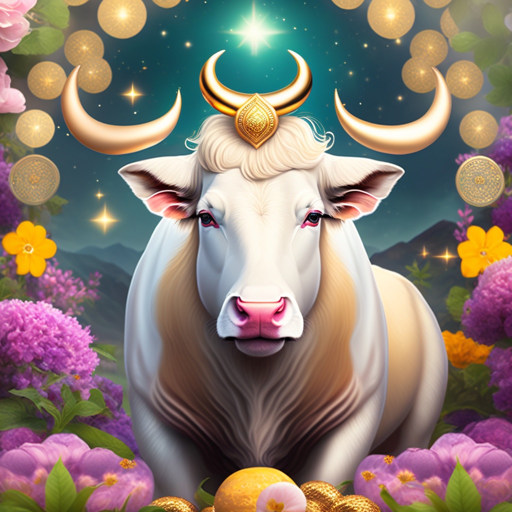 Lexica - Jupiter in Taurus, show a happy giant white bull surrounded ...