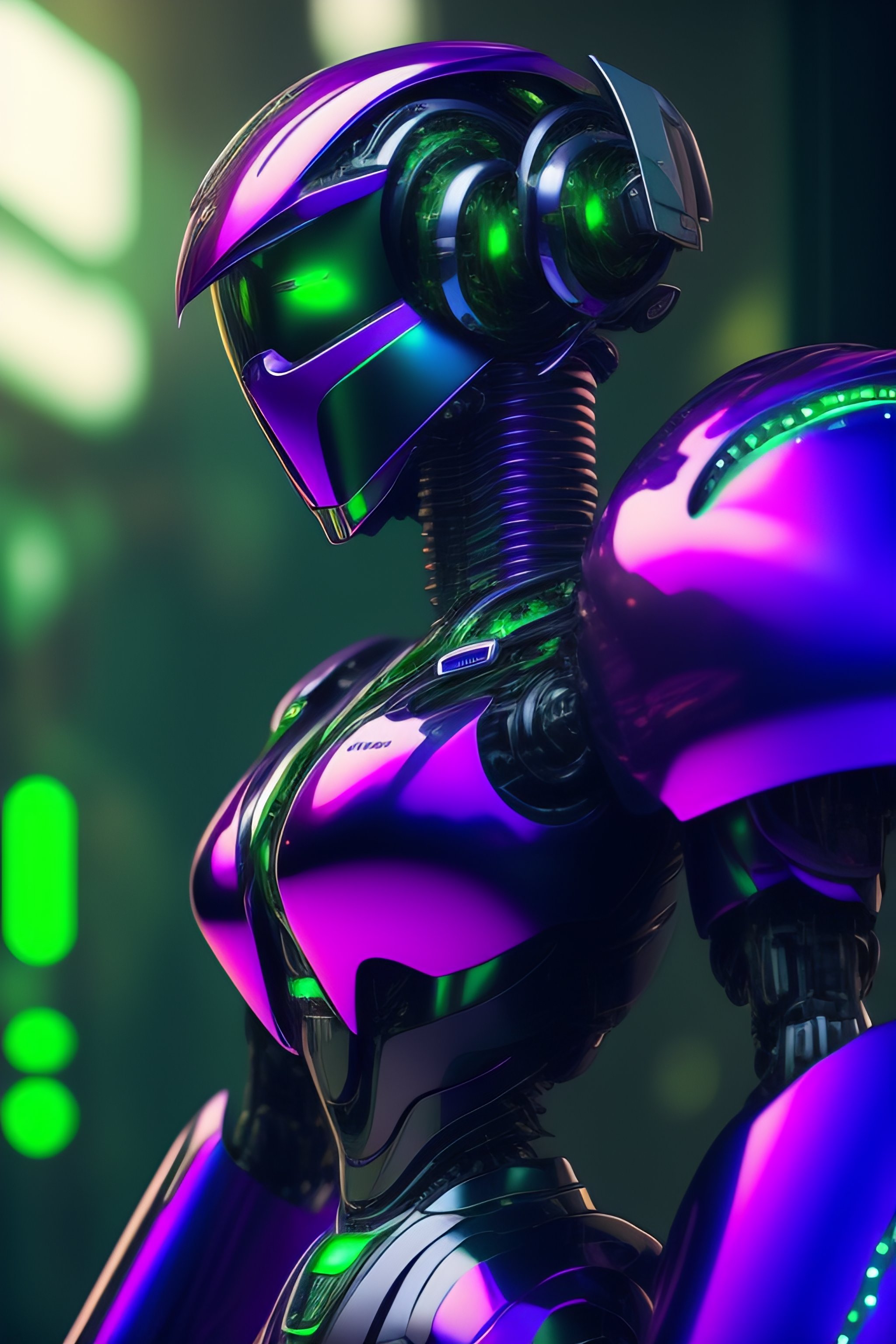 Lexica - The cold green and purple cyborg is an artificial intelligence ...