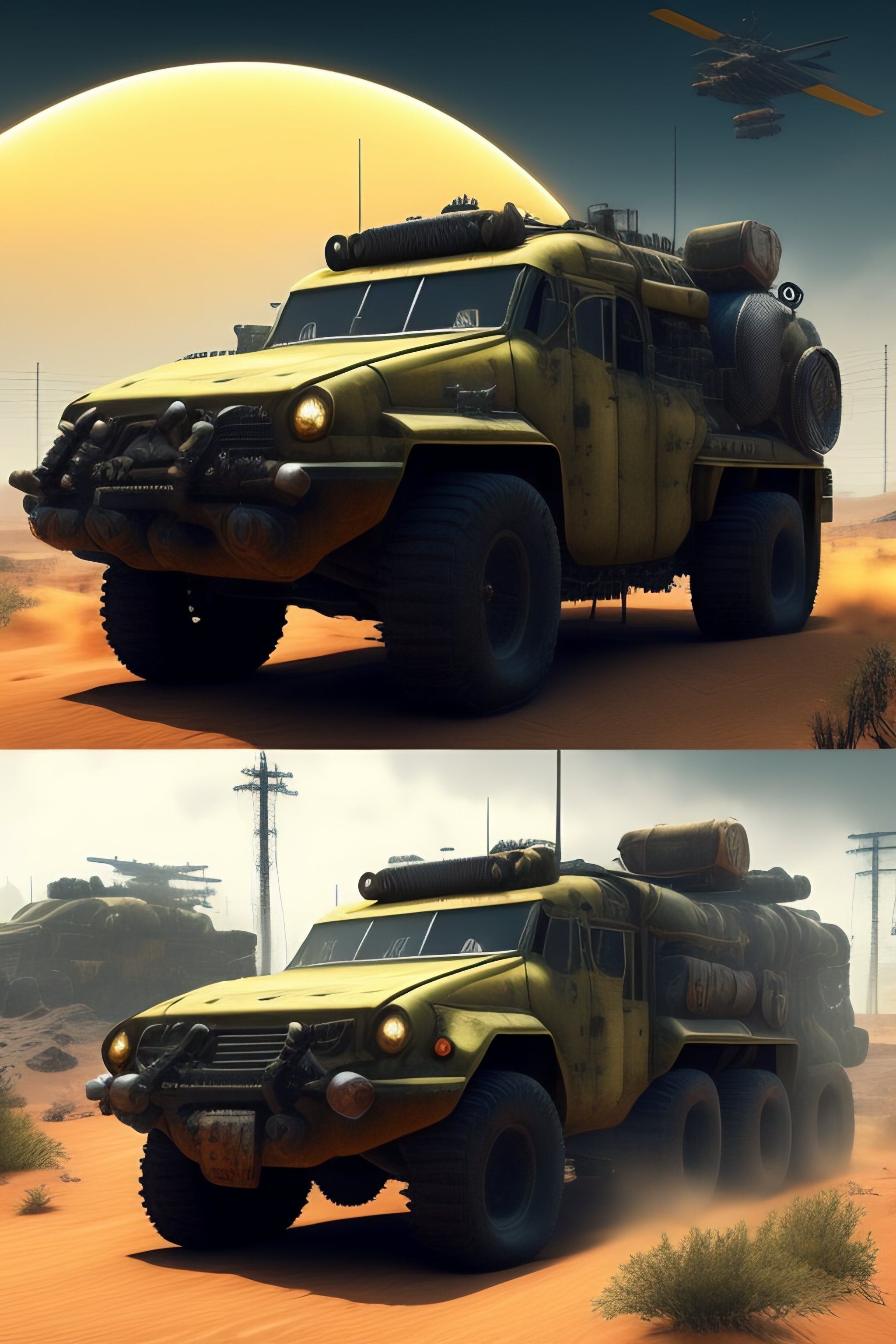 Lexica - A post-apocalyptic APC in the style of fallout in the style of ...