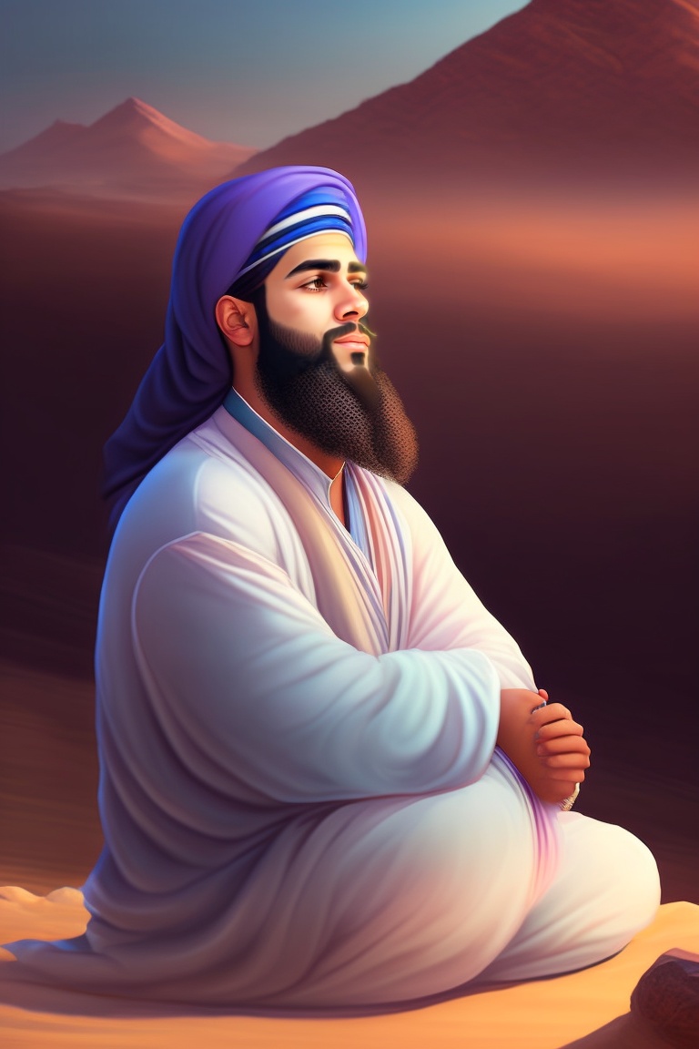 Lexica - A religious Arab Muslim young man with a light beard, praying ...