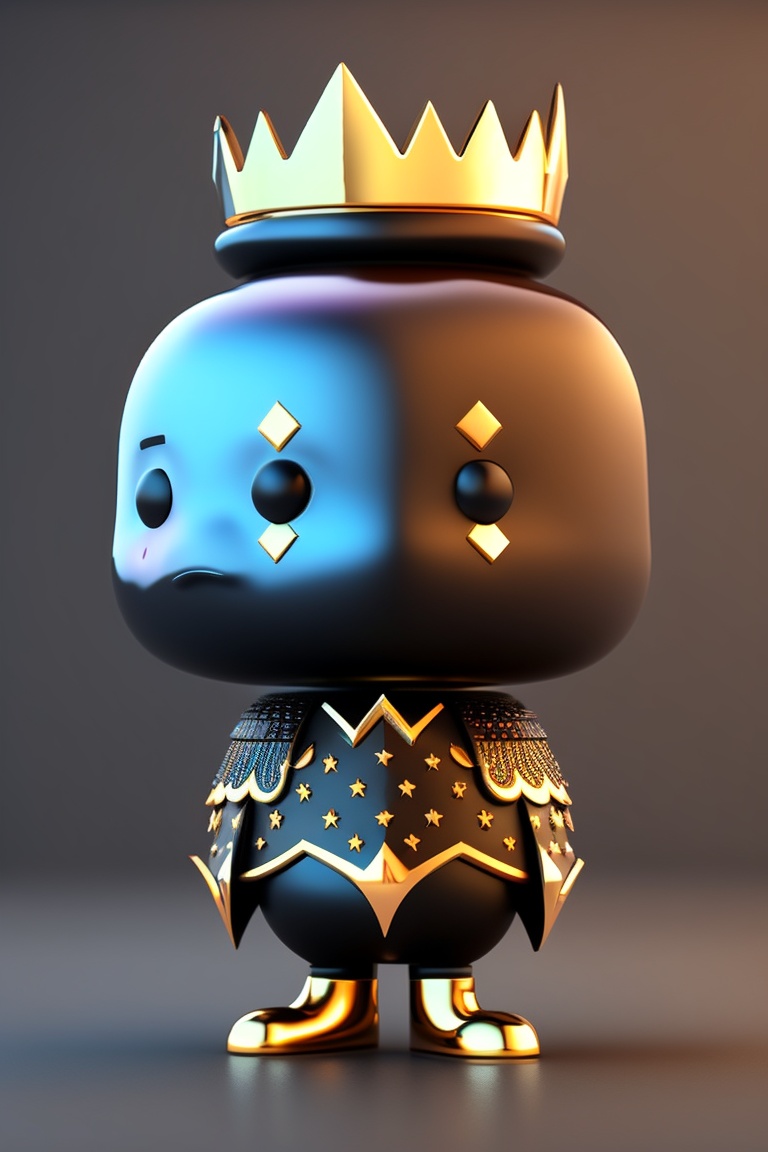 Lexica - Eagle Crown, 3d render of funko pop, black body