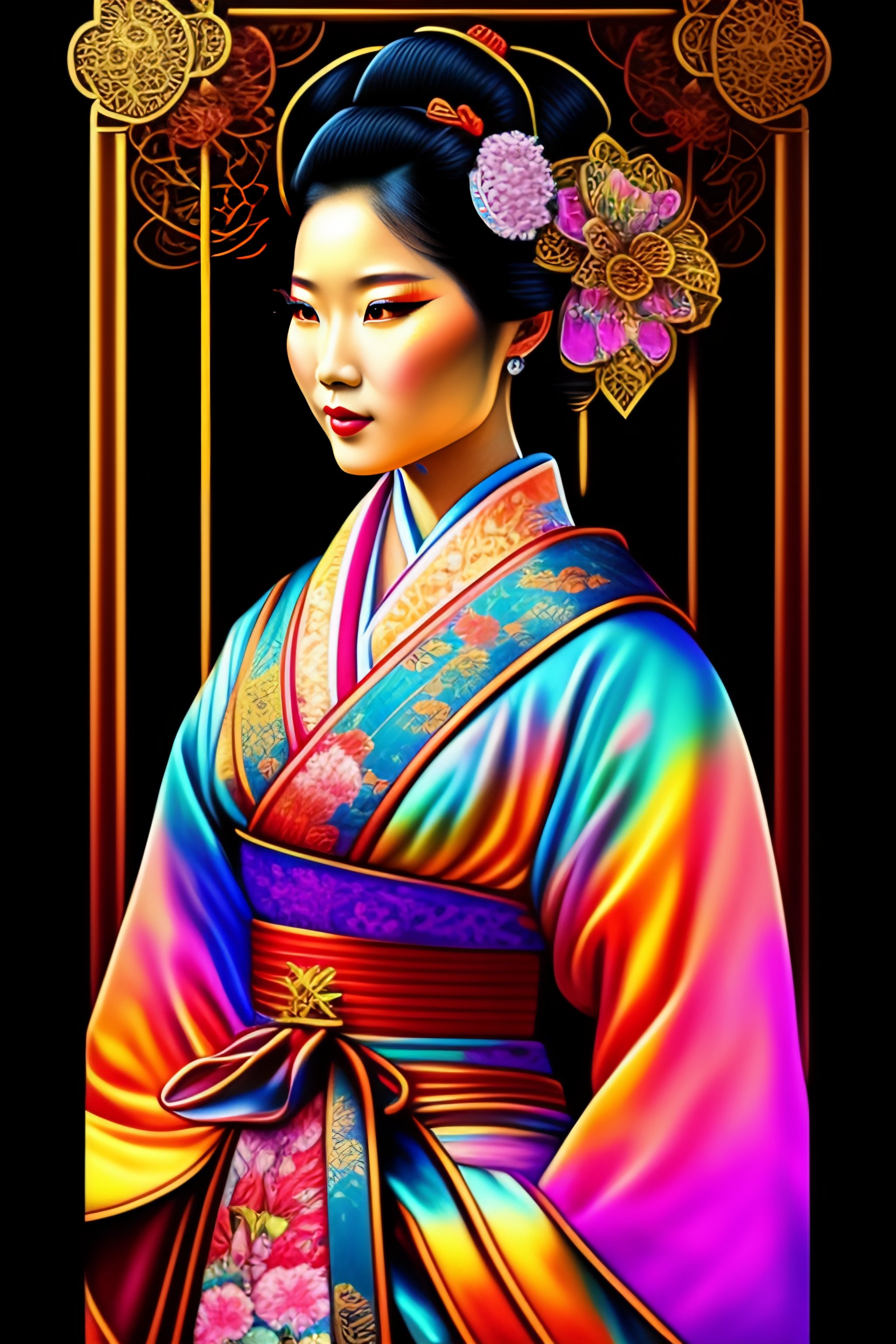 Lexica - Inspired tarot card detailed kimono and geisha bow portrait ...