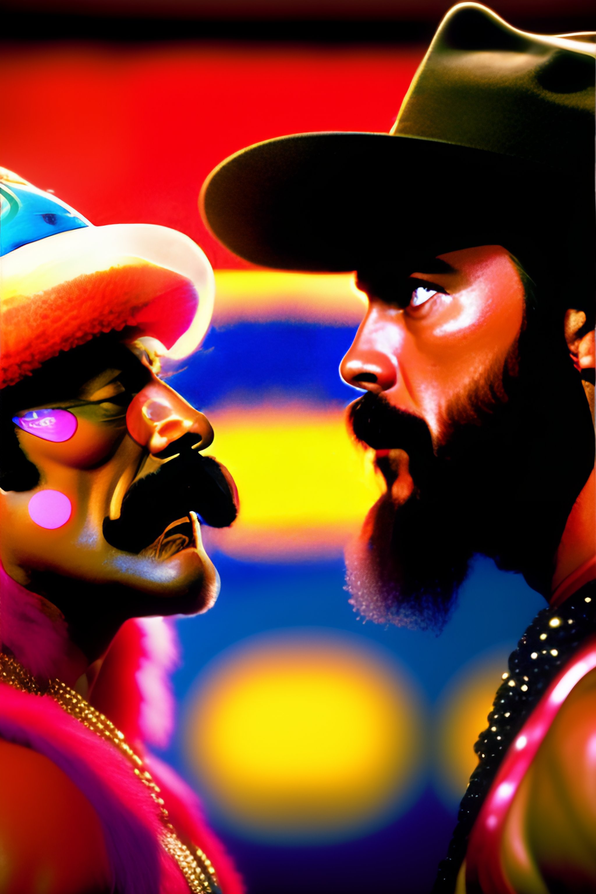 Lexica - A bokeh photograph of Randy Macho Man Savage and a Muppet ...